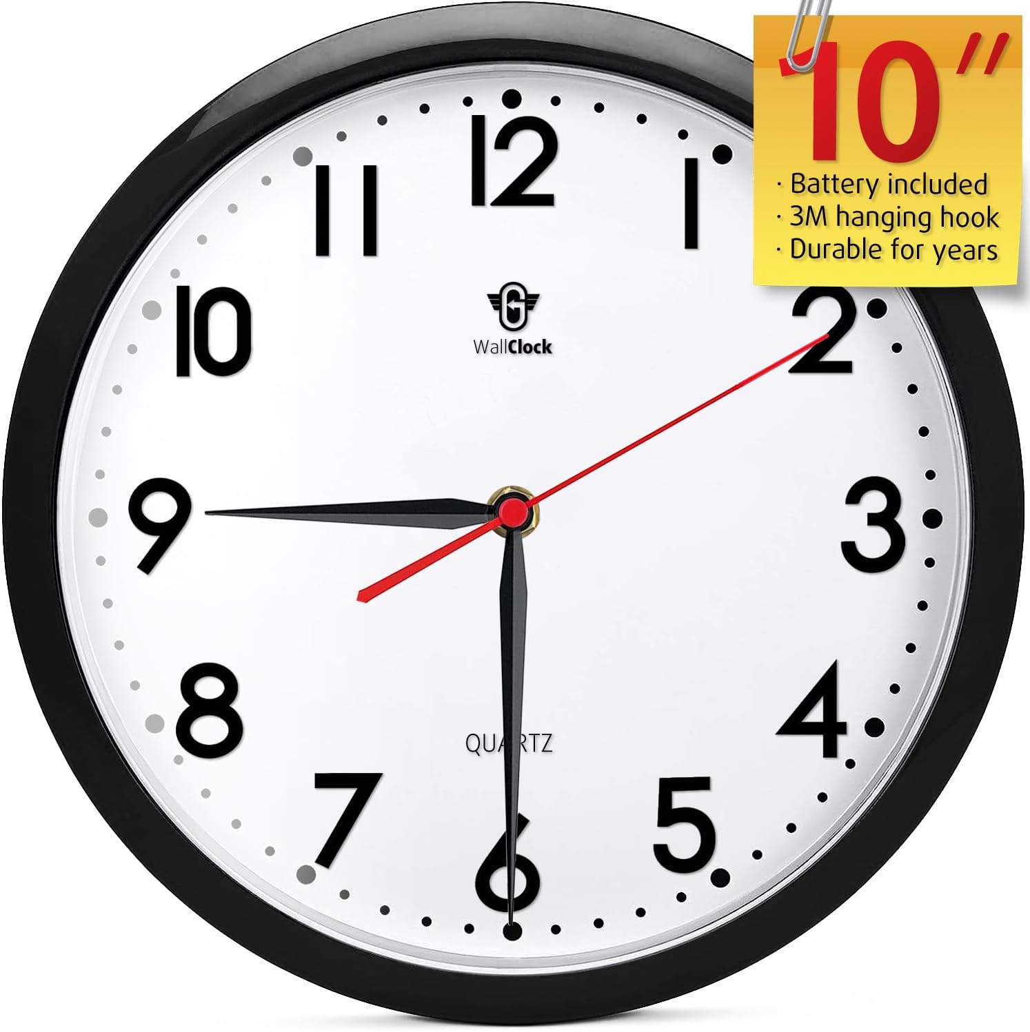 Wall Clock 10 Inch Silent Wall Clock Battery Operated, Non Ticking ...