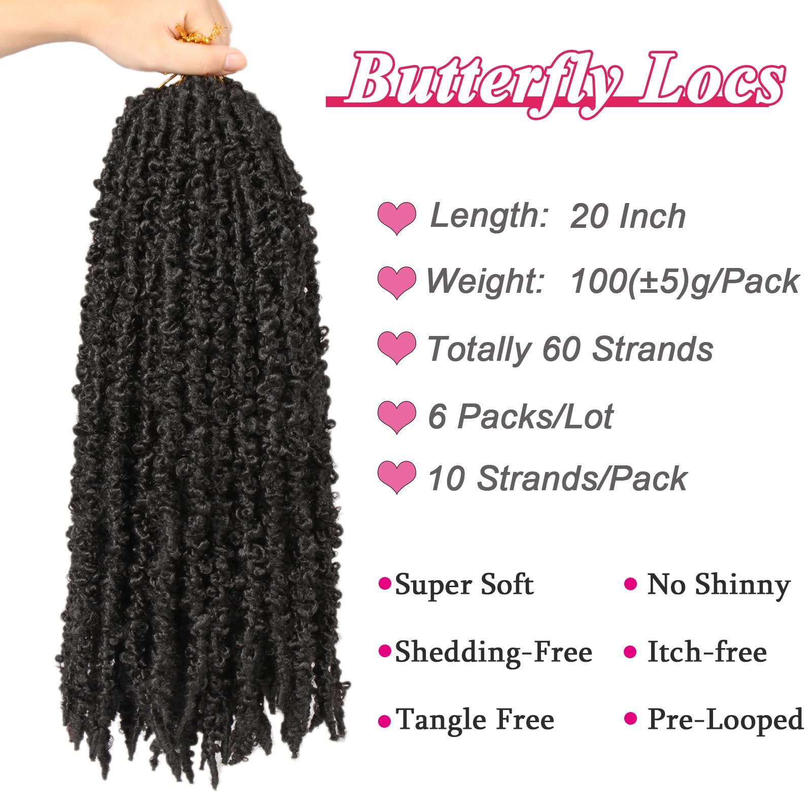 Snapklik.com : 20 Inch Butterfly Locs Crochet Hair Natural Black 6 ...