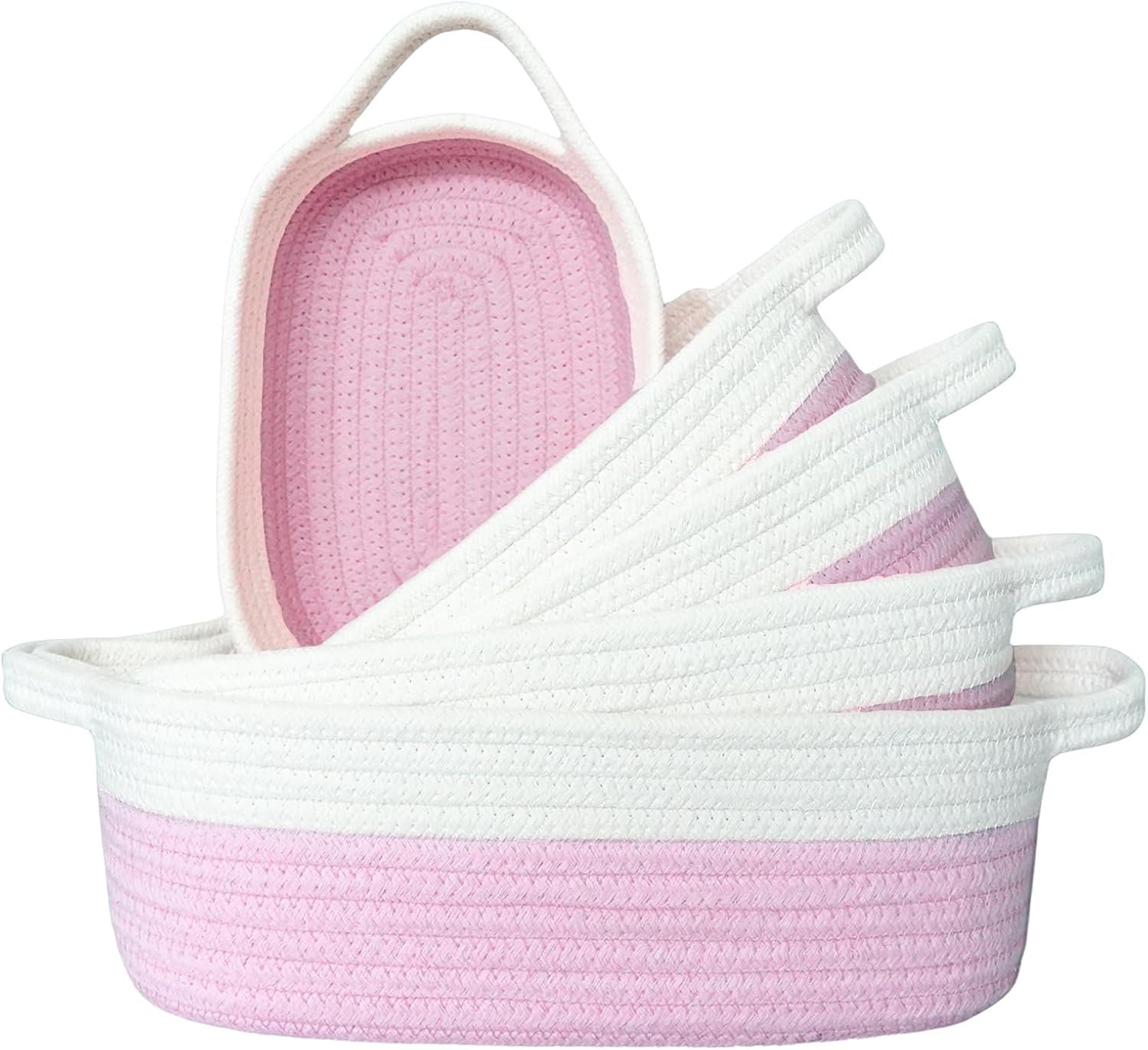 Amazon.com: 5-Piece Rectangle Storage Basket Set- Natural Cotton Rope ...