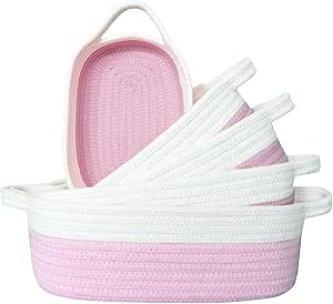 Amazon.com: 5-Piece Rectangle Storage Basket Set- Natural Cotton Rope ...