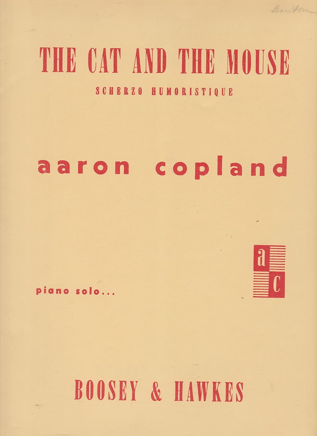 The Cat and the Mouse Scherzo Humoristique: Aaron Copland: Books - Amazon.ca