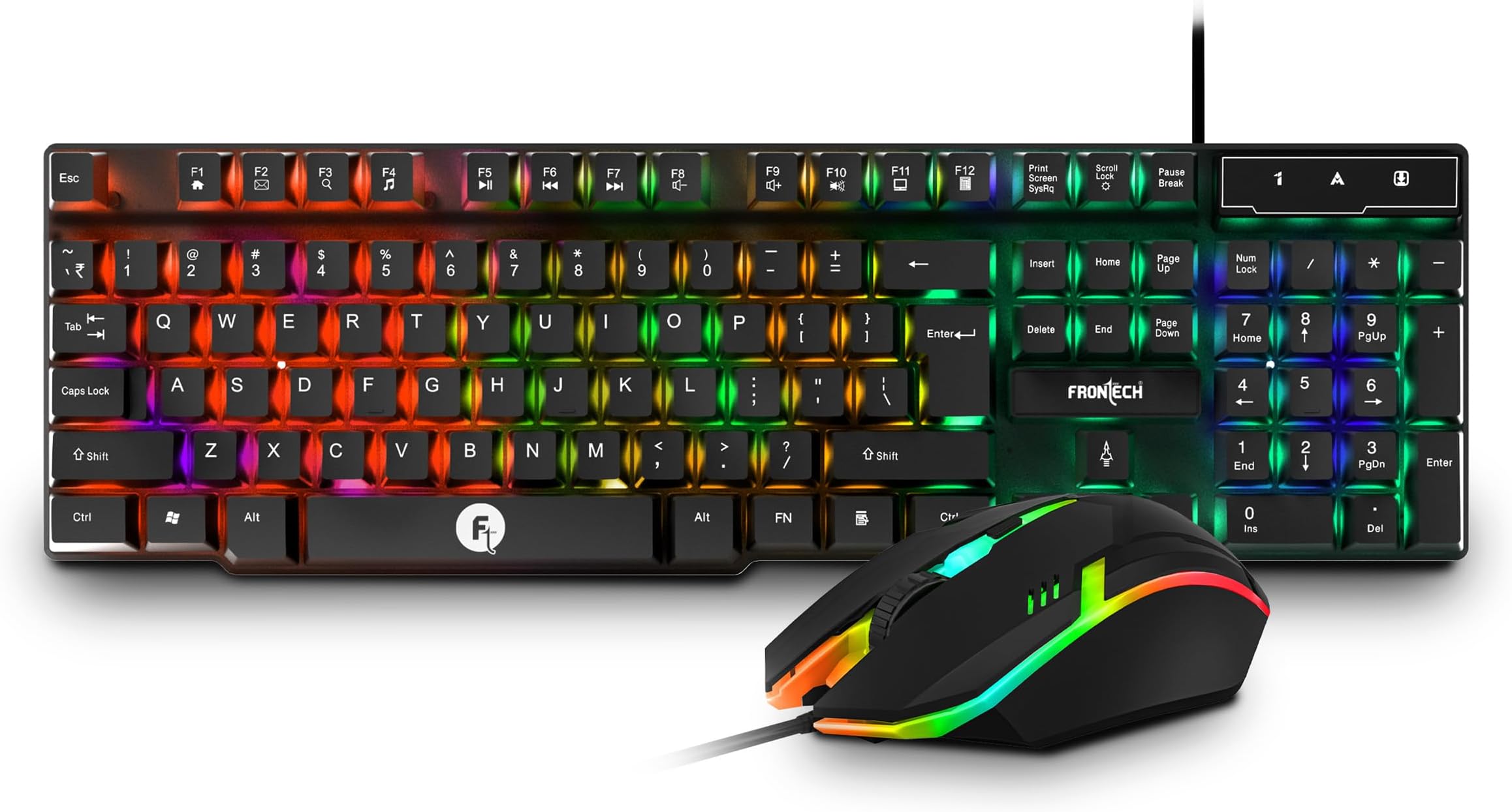 Amazon.in: Buy FRONTECH Wired Gaming Combo Keyboard and Optical Mouse ...