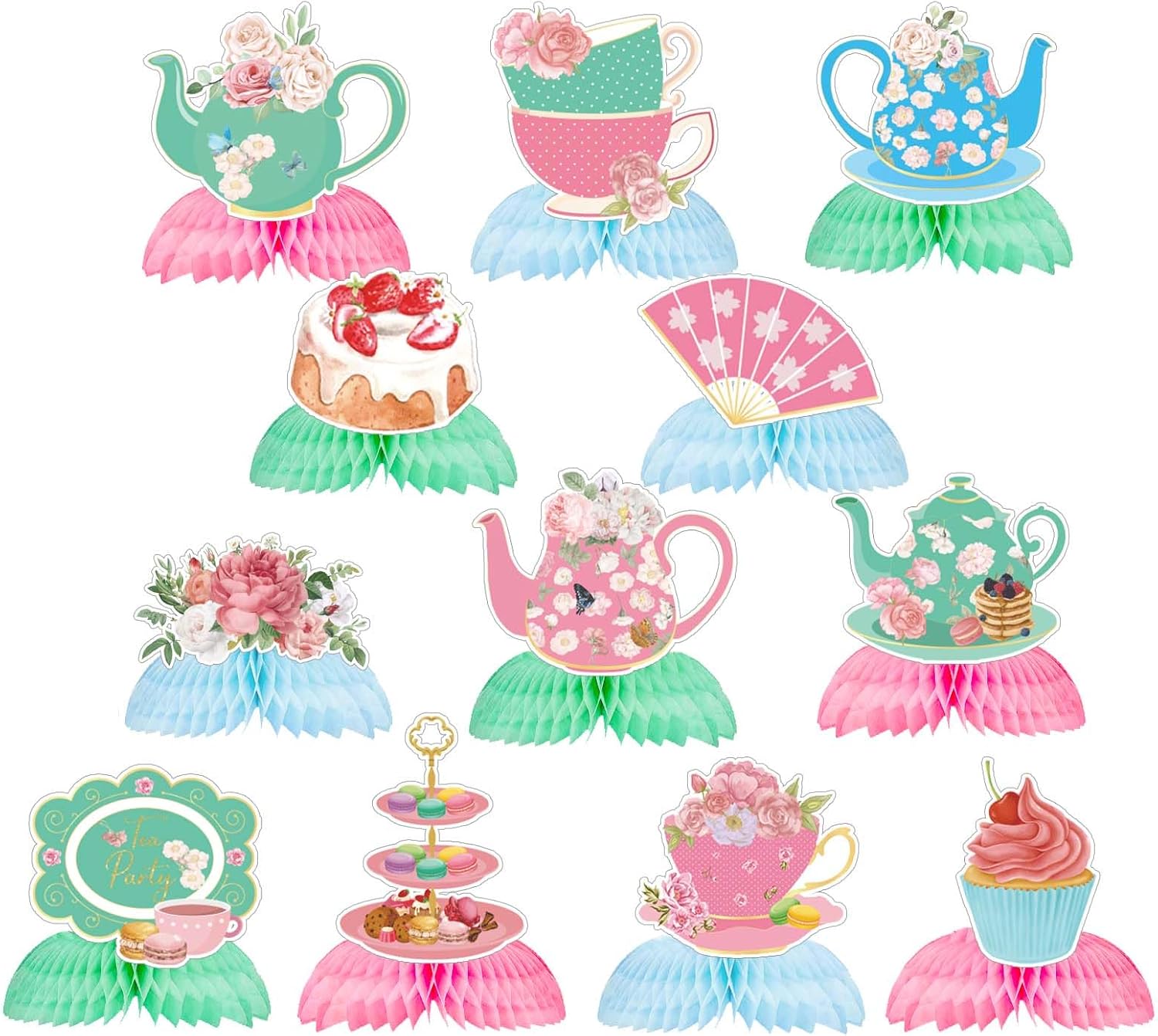Amazon.com: 12Pcs Afternoon Tea Ornament Party Decoration Birthday Gift ...