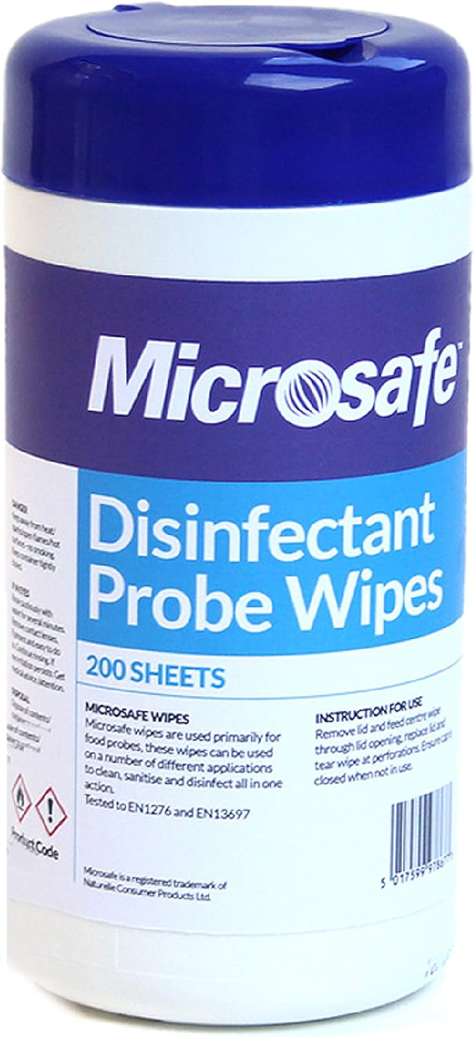MICROSAFE Disinfectant Probe Wipes - Tub of 200 Kitchen Thermometer ...