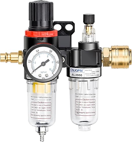 NAYU Compressed Air Pressure Reducer 1/4 Inch, Water Separator ...