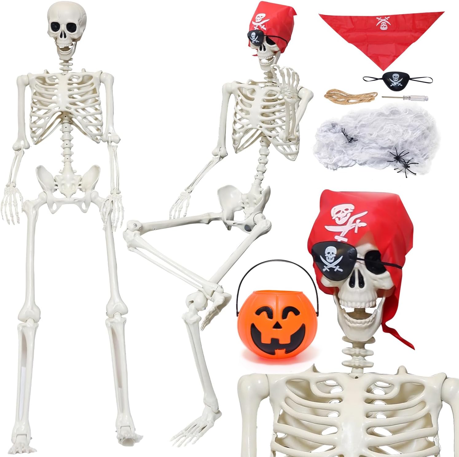 Amazon.com : 5.4FT Halloween Skeleton Decorations Outdoor Indoor ...