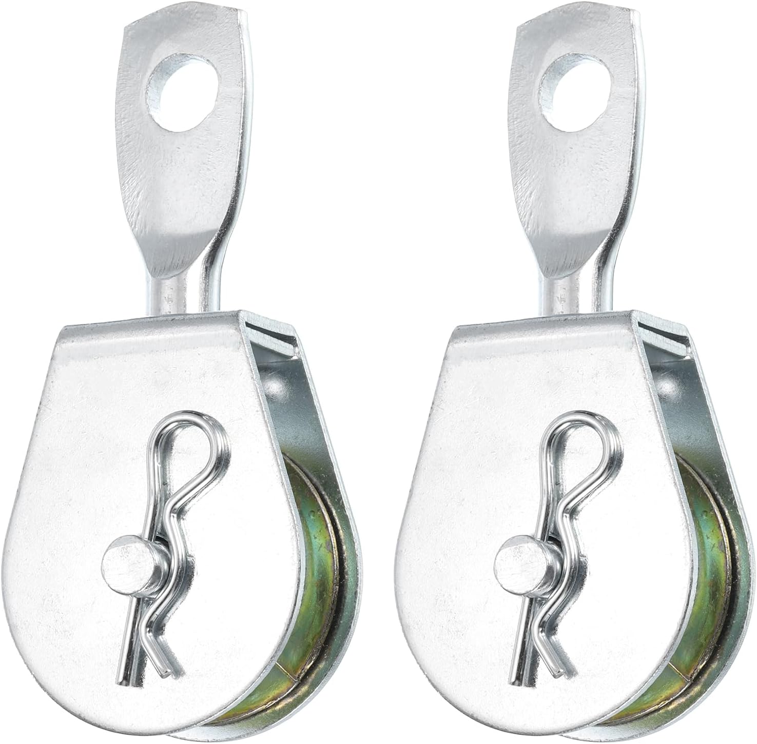 Amazon.com: uxcell 2Pcs 90mm Single Pulley Block, Iron Hanging Wire ...