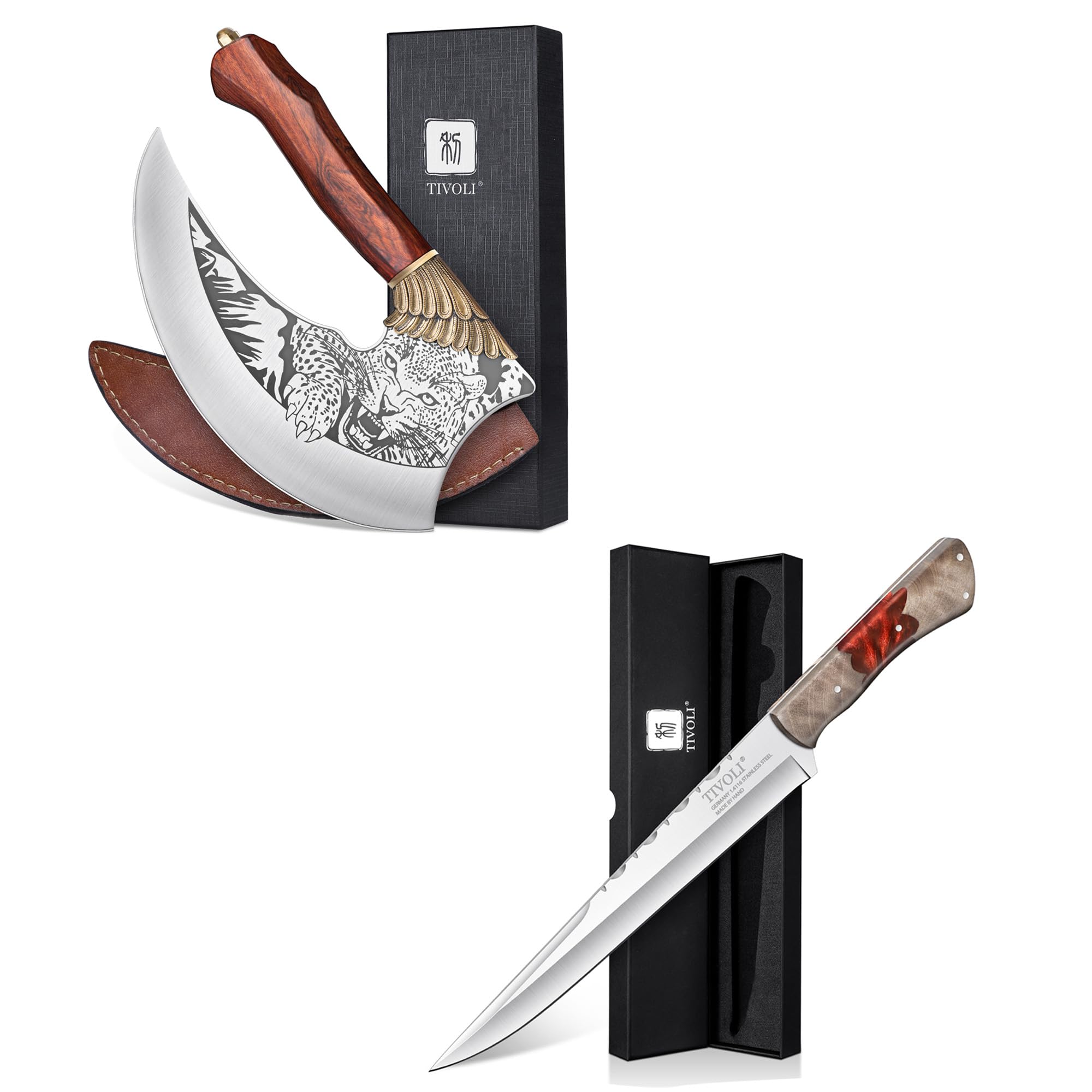 Amazon.com: TIVOLI Kitchen Knife Set, Ulu Knife 9-inch Pizza Cutter Axe ...
