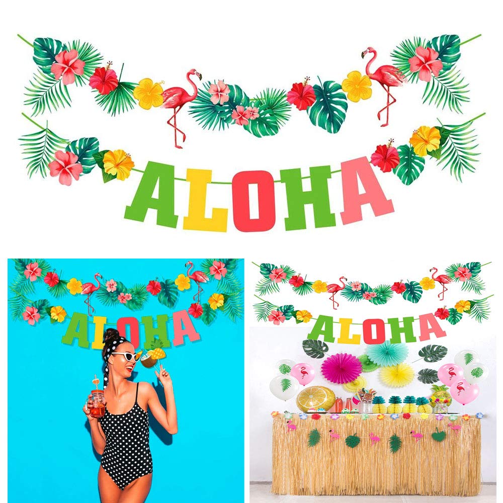 Hawaiian Tropical Bunitng Party Decorations Large Aloha Banners ...