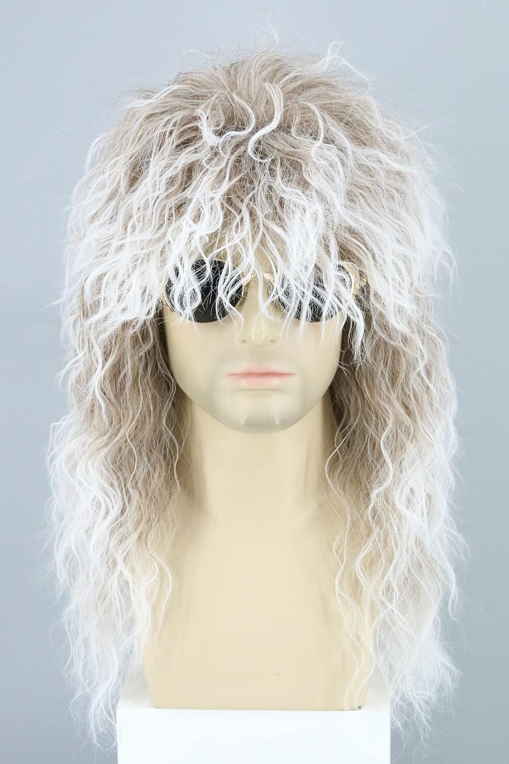 Amazon.com: LeMarnia Men's and Women's 70s 80s Mullet Wig Brown White ...