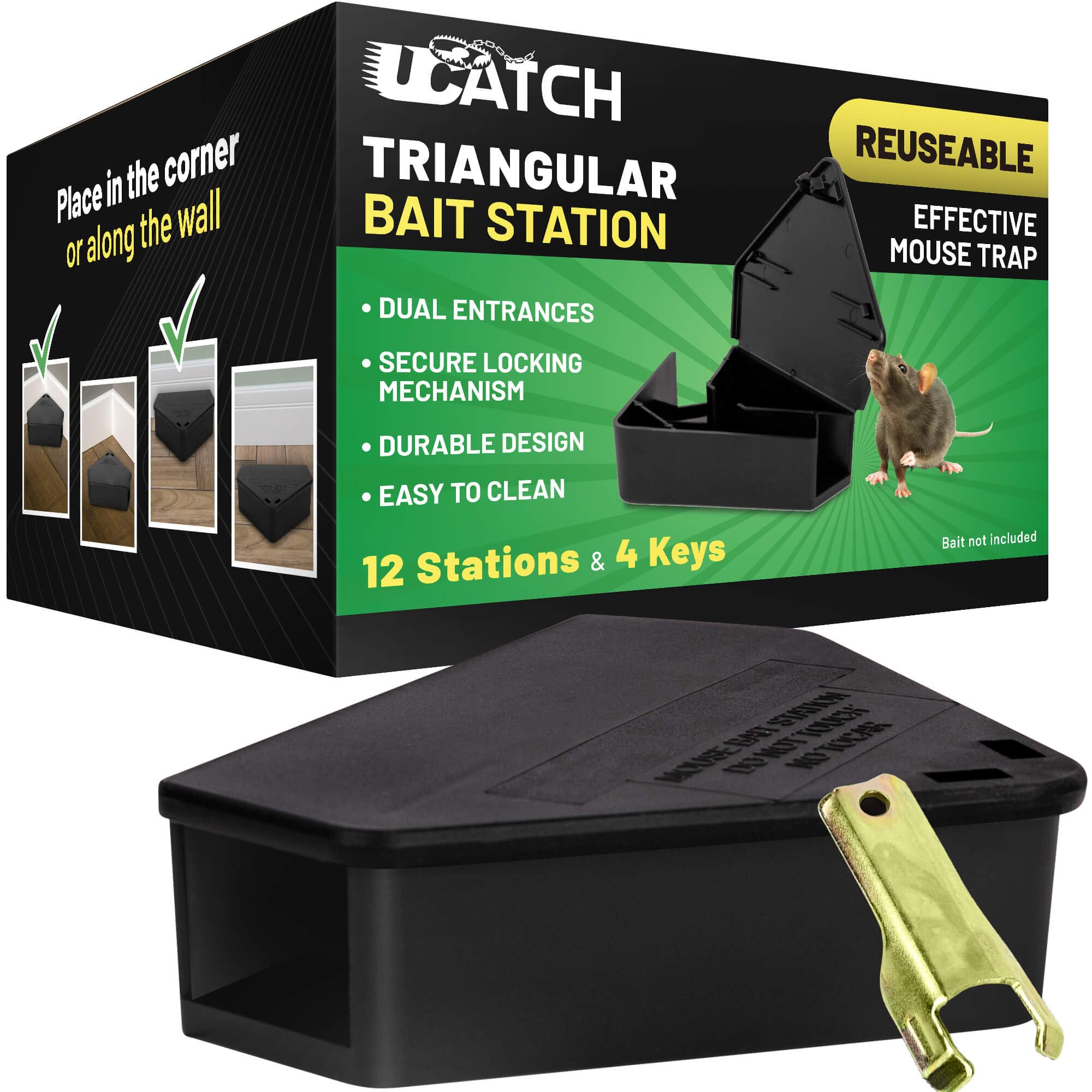 Amazon.com : LockBait Pro Mouse Bait Stations | 12-Pack Mouse Bait Box ...