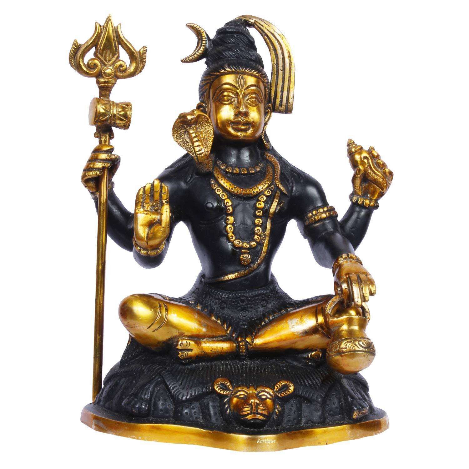 Buy Kartique Brass Lord Shiva Idol Wearing Rudraksha Mala in Sitting ...