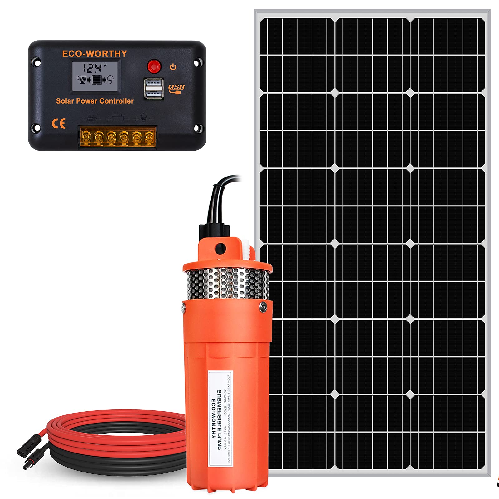Amazon.com : ECO-WORTHY Solar Well Pump Kit - 100W Solar Panel with 12V ...