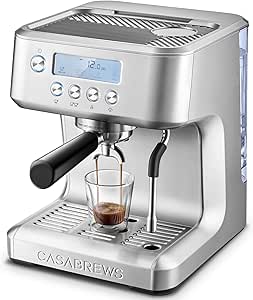 CASABREWS Ultra Espresso Machine with LCD Display, Powerful Milk Frother and Customizable ...