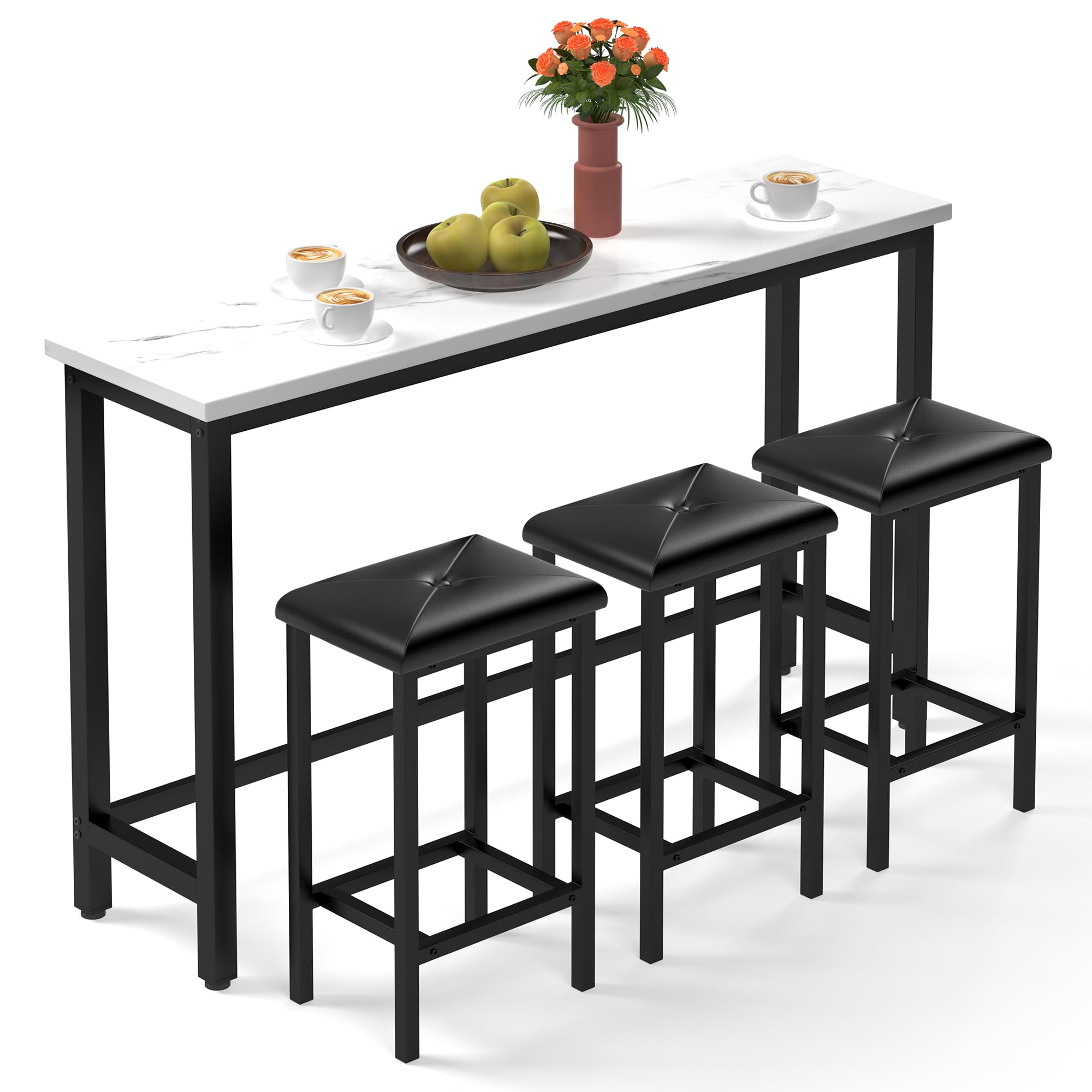 Amazon.com - uhomepro 4-Piece Kitchen Bar Table Set with 3 Stools ...