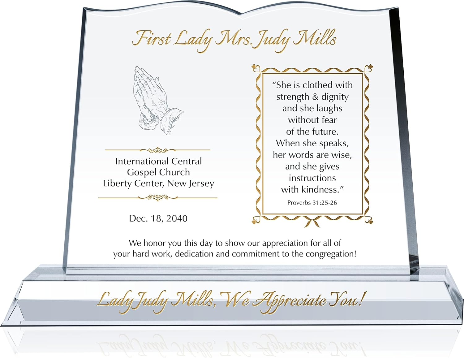 Amazon.com: Personalized Crystal Bible Proverb 31 First Lady ...
