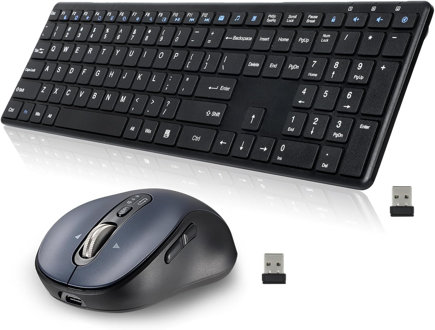 Amazon.com: Wireless Keyboard USB Silent Ultra Slim Full Size Keyboard ...