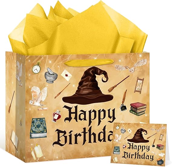 Amazon.com: Large Wizard Birthday Gift Bag with Tissue Paper and ...