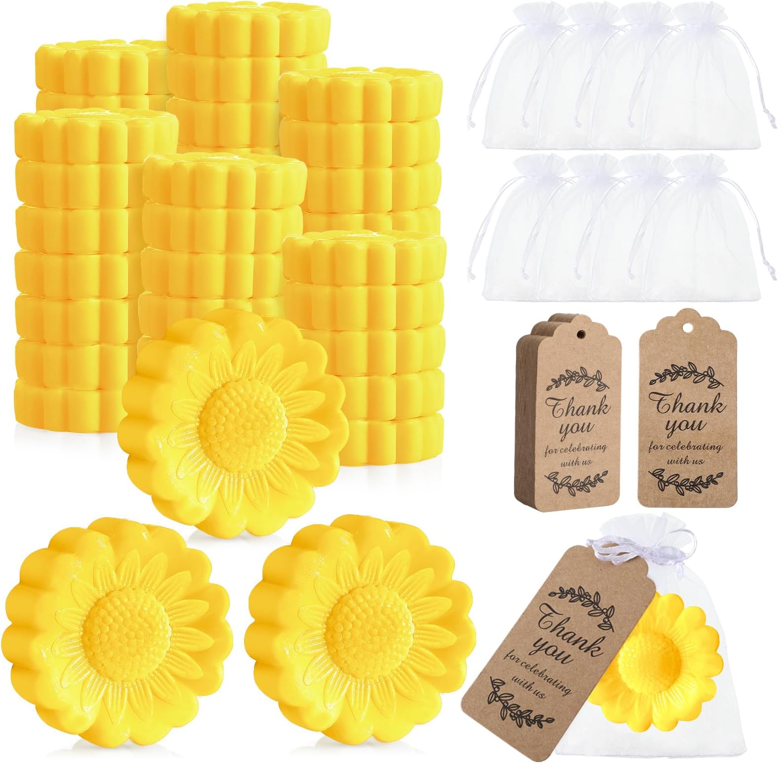 Amazon.com: CPicdn 25 Pack Sunflower Soap with Thank You Card and ...