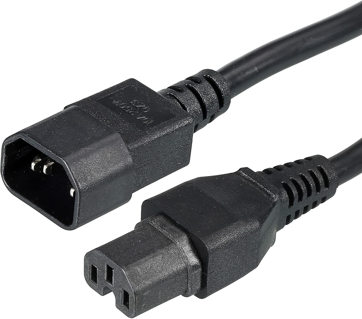 PATIKIL AC Power Cord 3 Prong C14 Male to C15 Female 1.5mm2 1.5m 4.92Ft 250V 10A PDU Extension ...