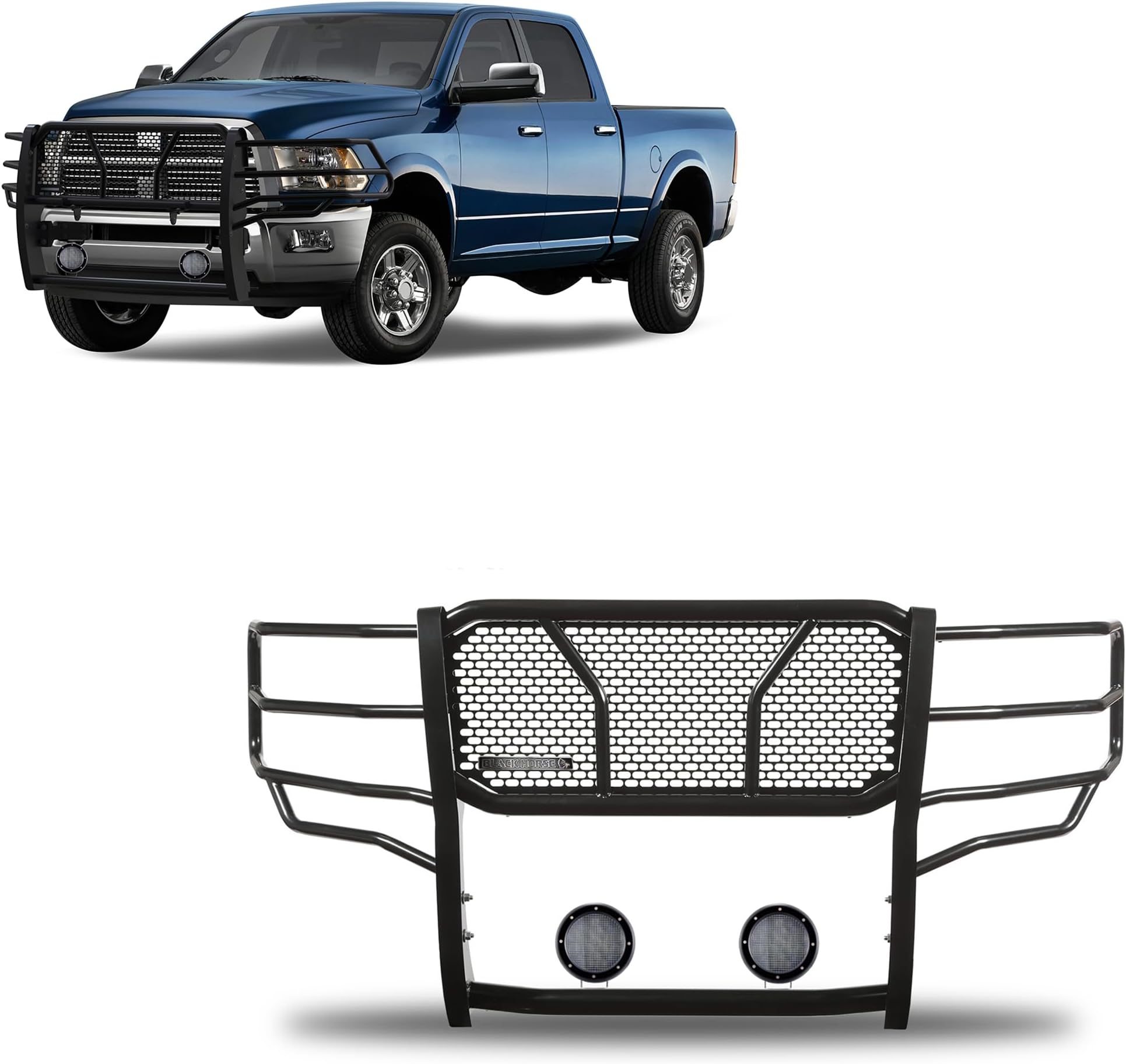 Amazon.com: Black Horse RUGGED Heavy Duty Grille Brush Bumper Guard ...