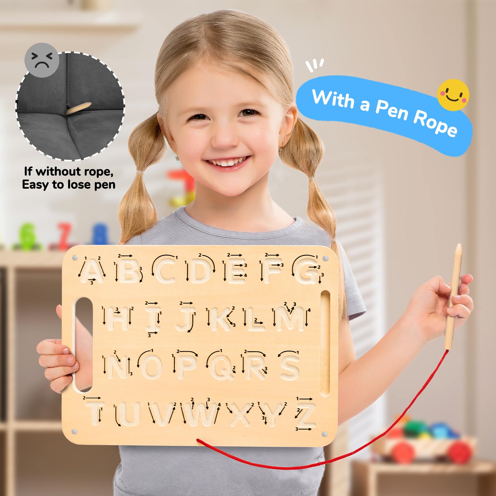 Snapklik.com : Double-Sided Wooden Letter Board, Alphabet Tracing ABC ...