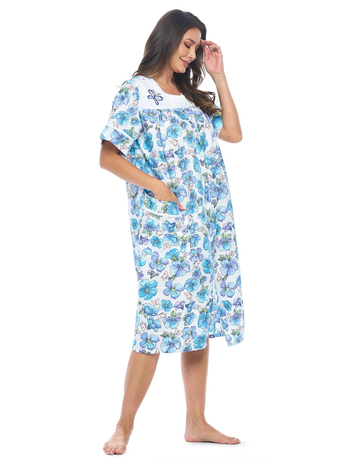 Snapklik.com : Casual Nights Womens Snap - Front House Dress Short ...