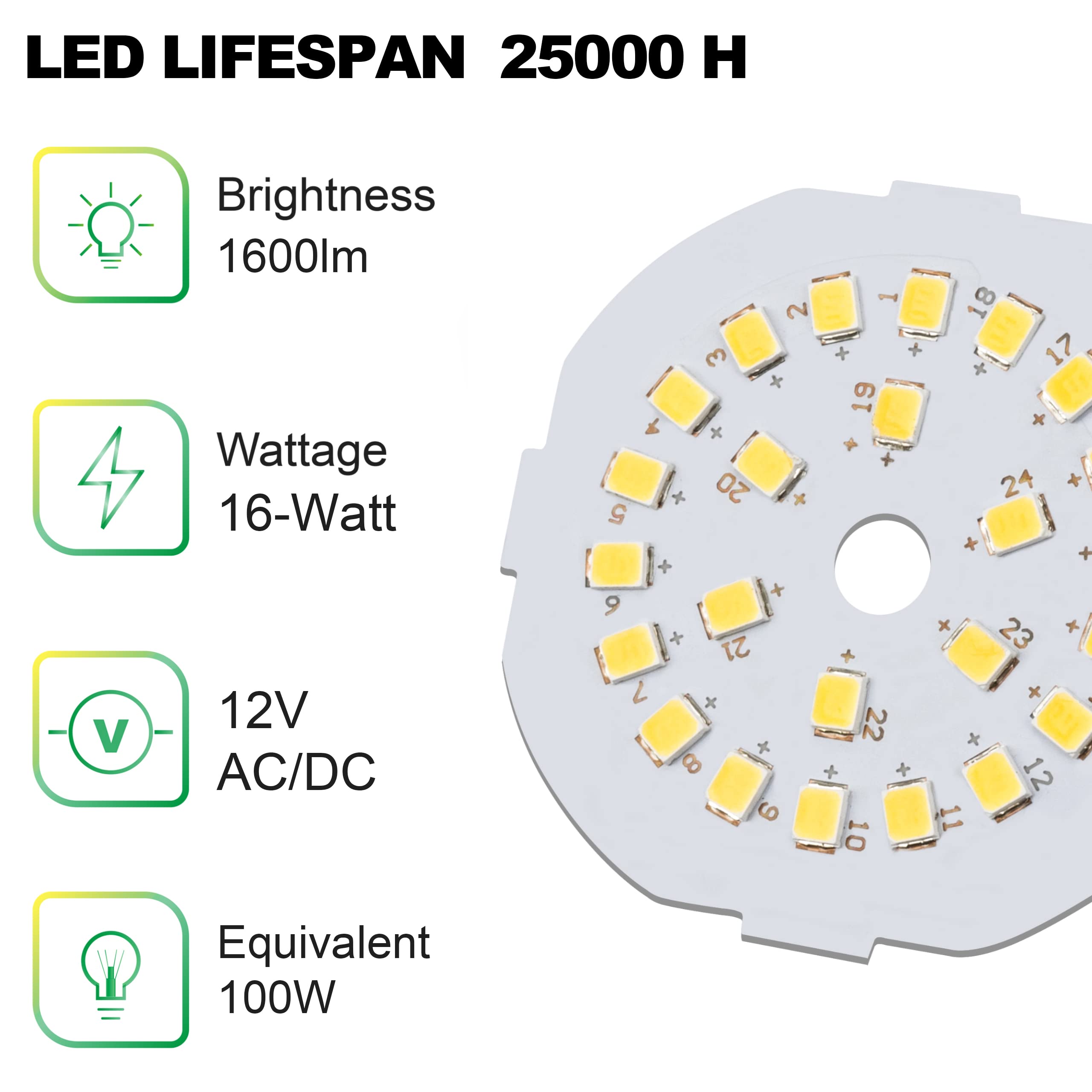 Snapklik.com : 12V LED Light Bulbs, 100W-120W Equivalent, Daylight ...