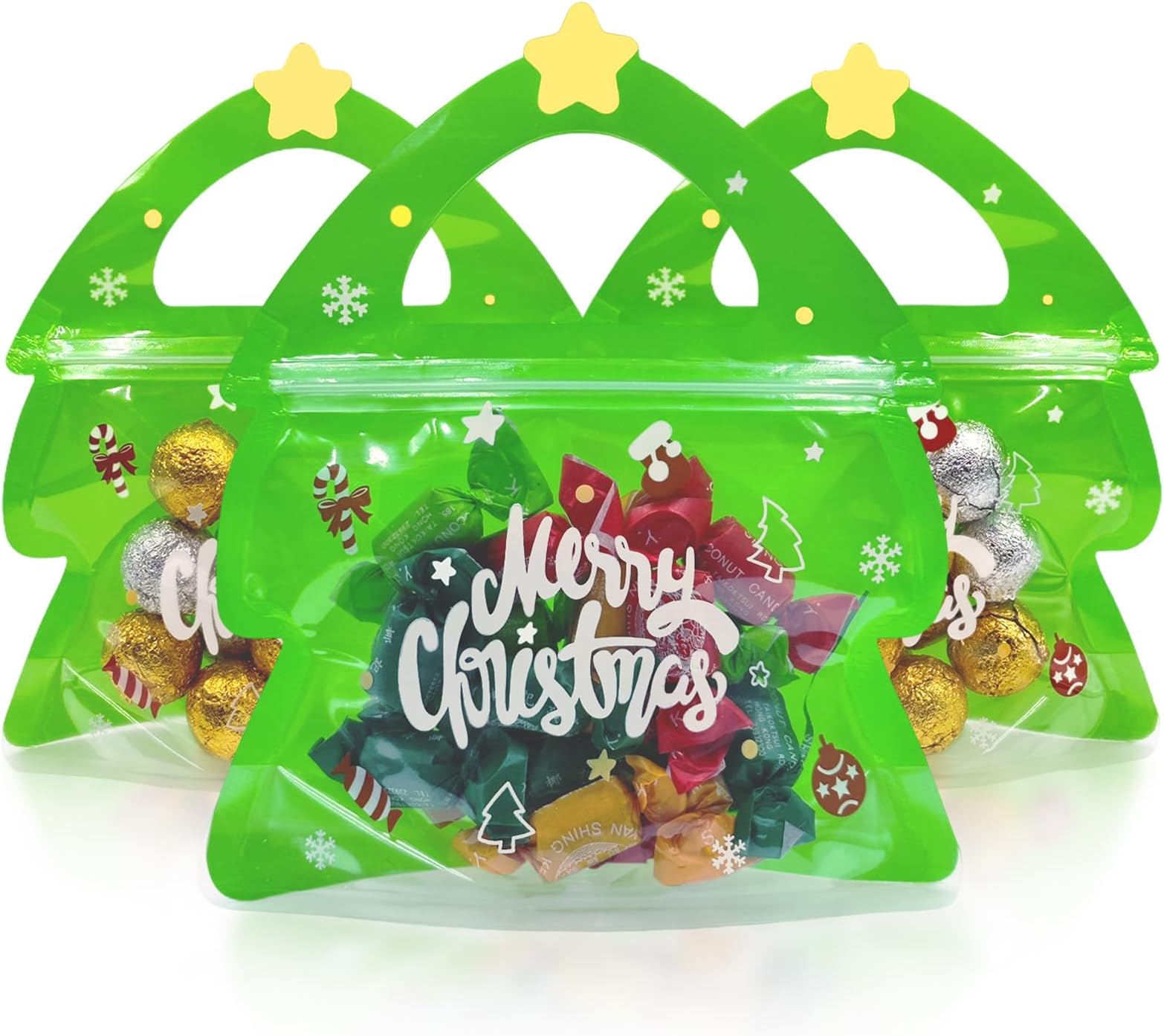 Amazon.com: Gilprop 60 Pcs Christmas Zip Lock Bags Plastic Christmas ...