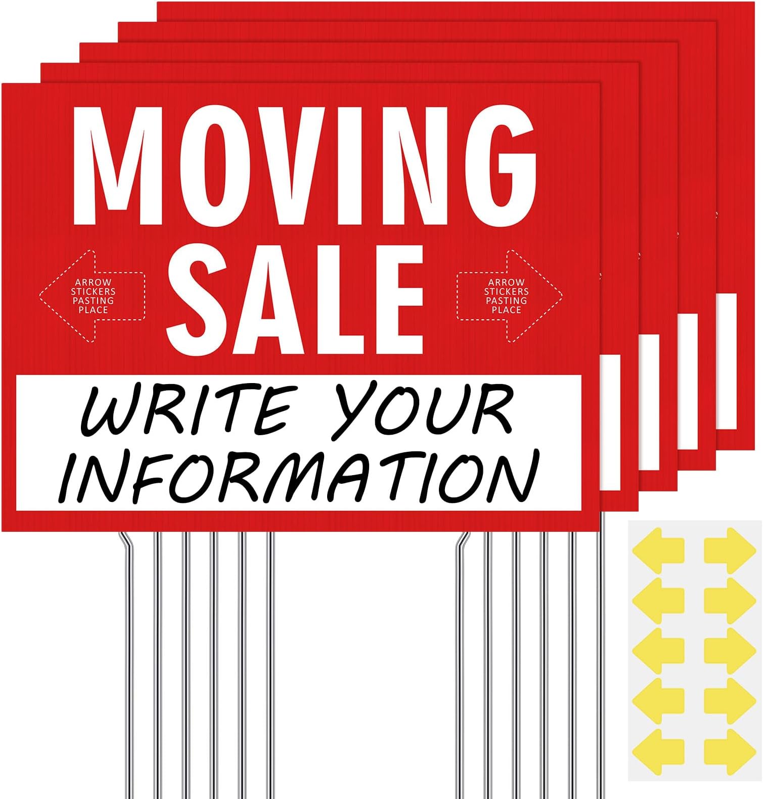 Amazon.com : Soaoo 5 Pack 12 x 16 Inch Moving Sale Signs Double Sided ...