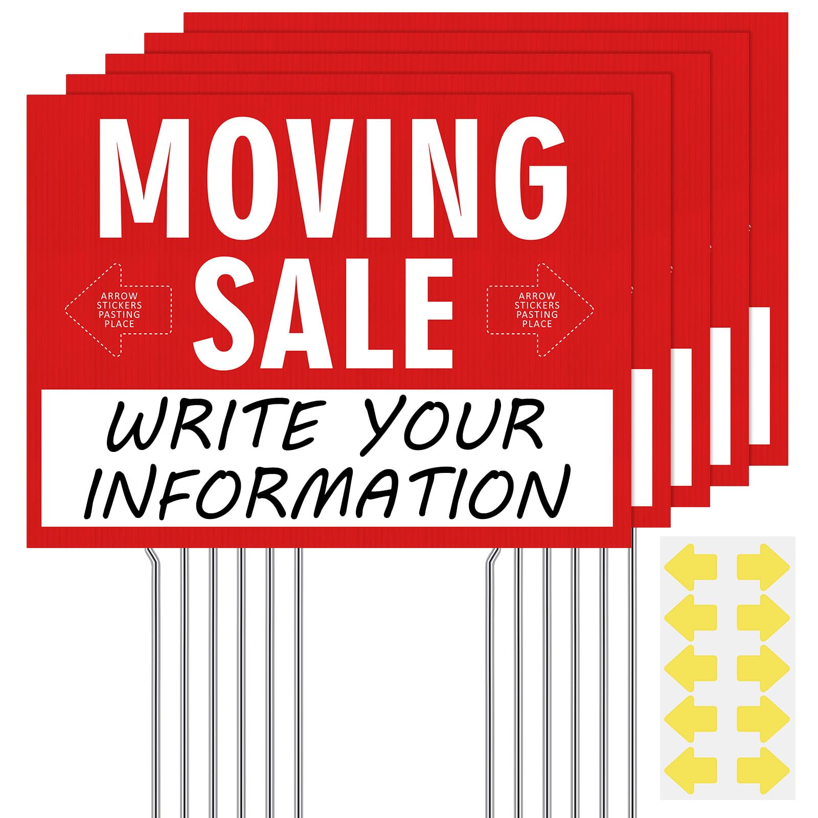 Snapklik.com : Soaoo 5 Pack 12 X 16 Inch Moving Sale Signs - Double ...