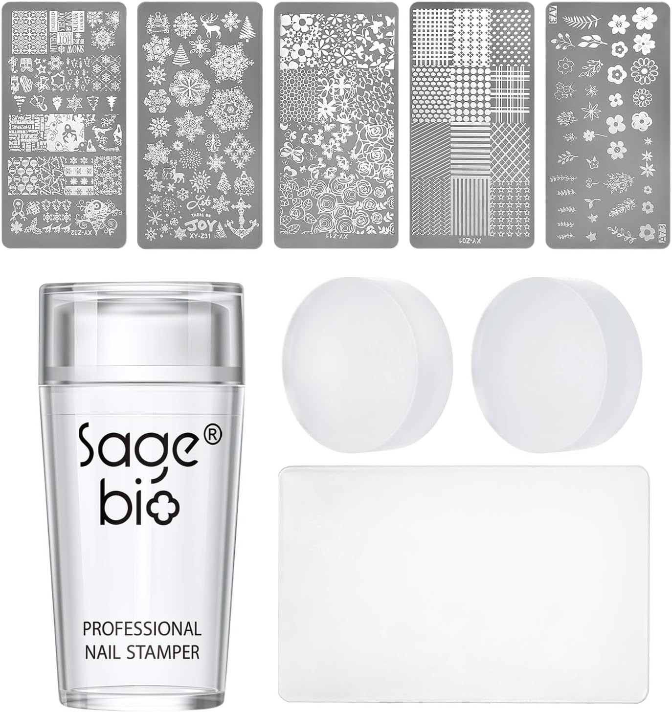 Amazon.com: SAGEBIO Nail Art Stamper Clear Silicone Nails Stamping ...