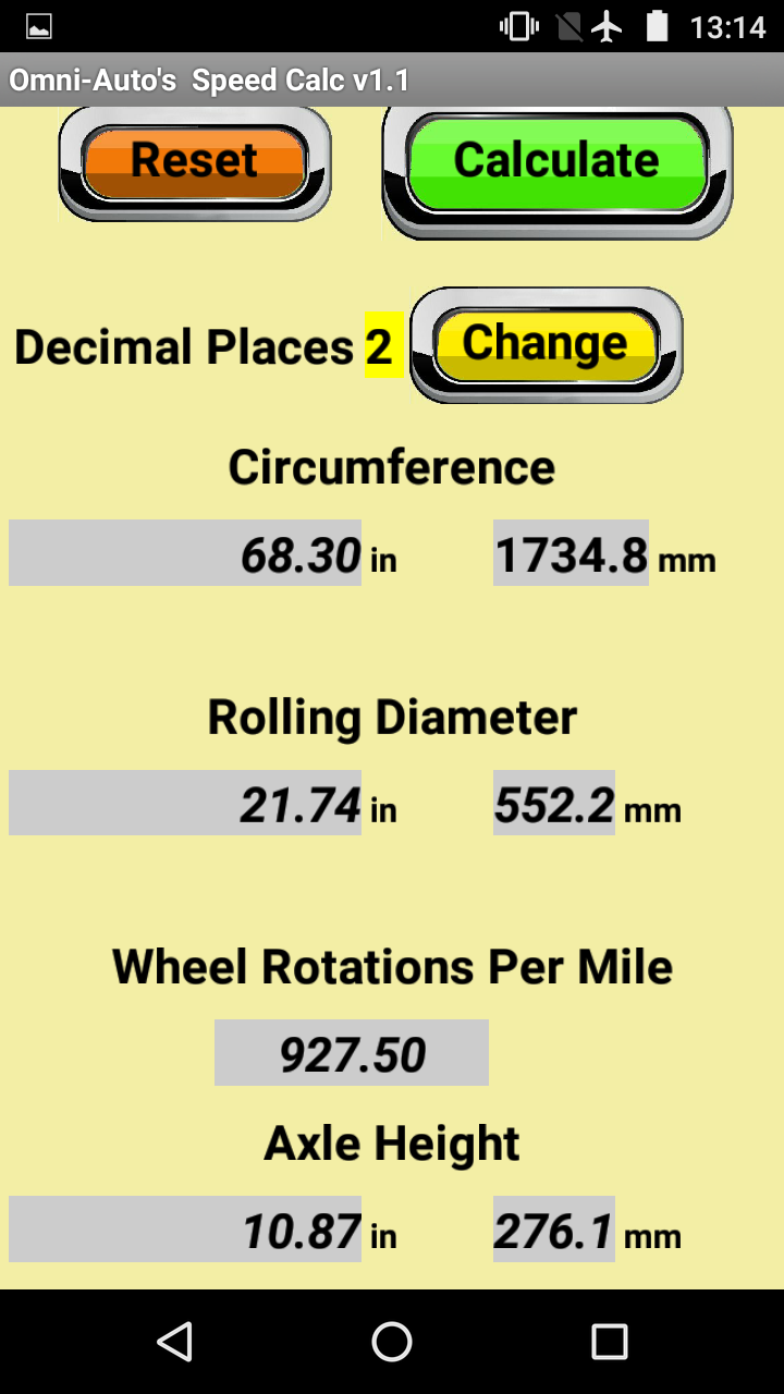 Tire/Tyre Speed Calc - App on Amazon Appstore