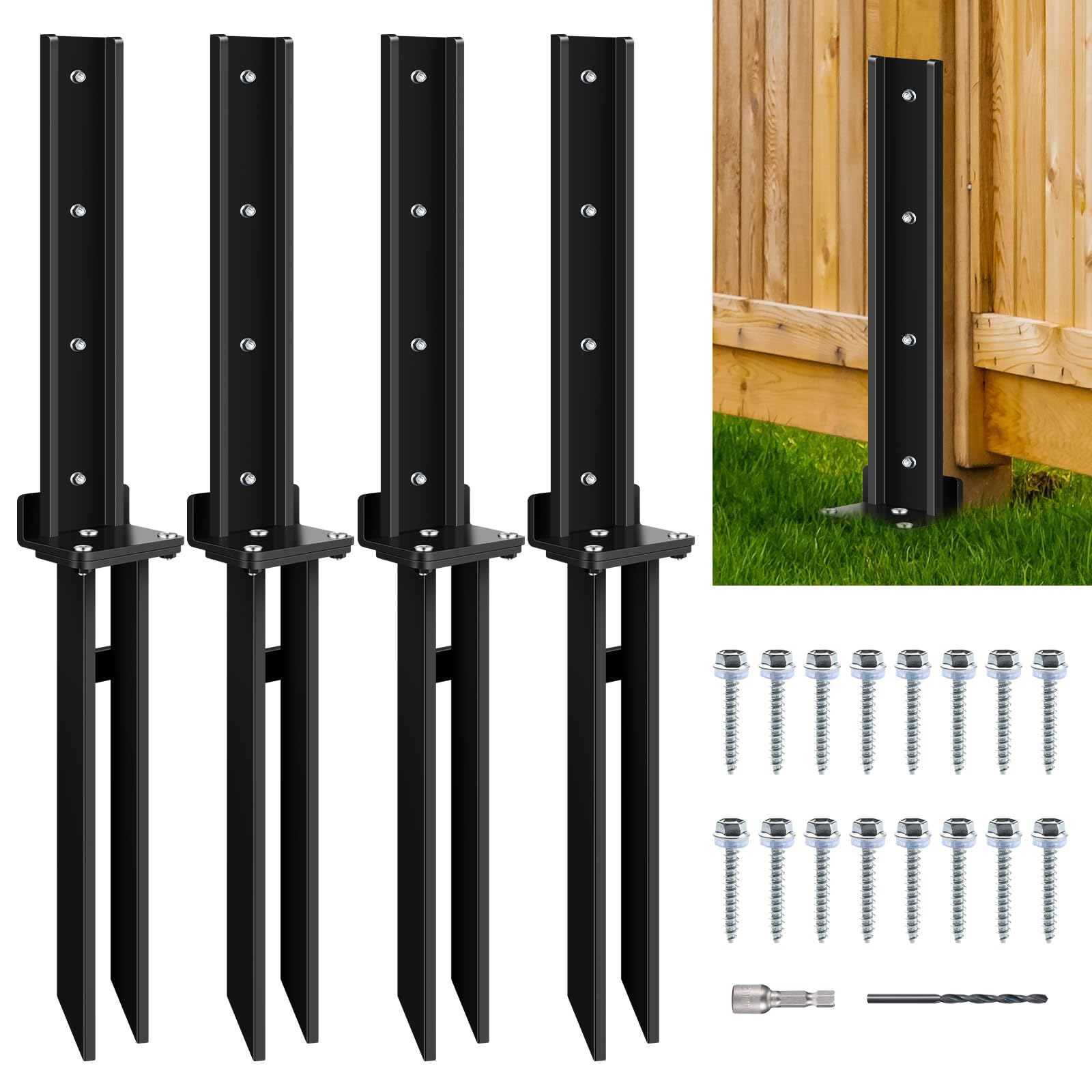 Snapklik.com : Fence Post Repair Kit, Heavy Duty Steel Anchor Stakes ...