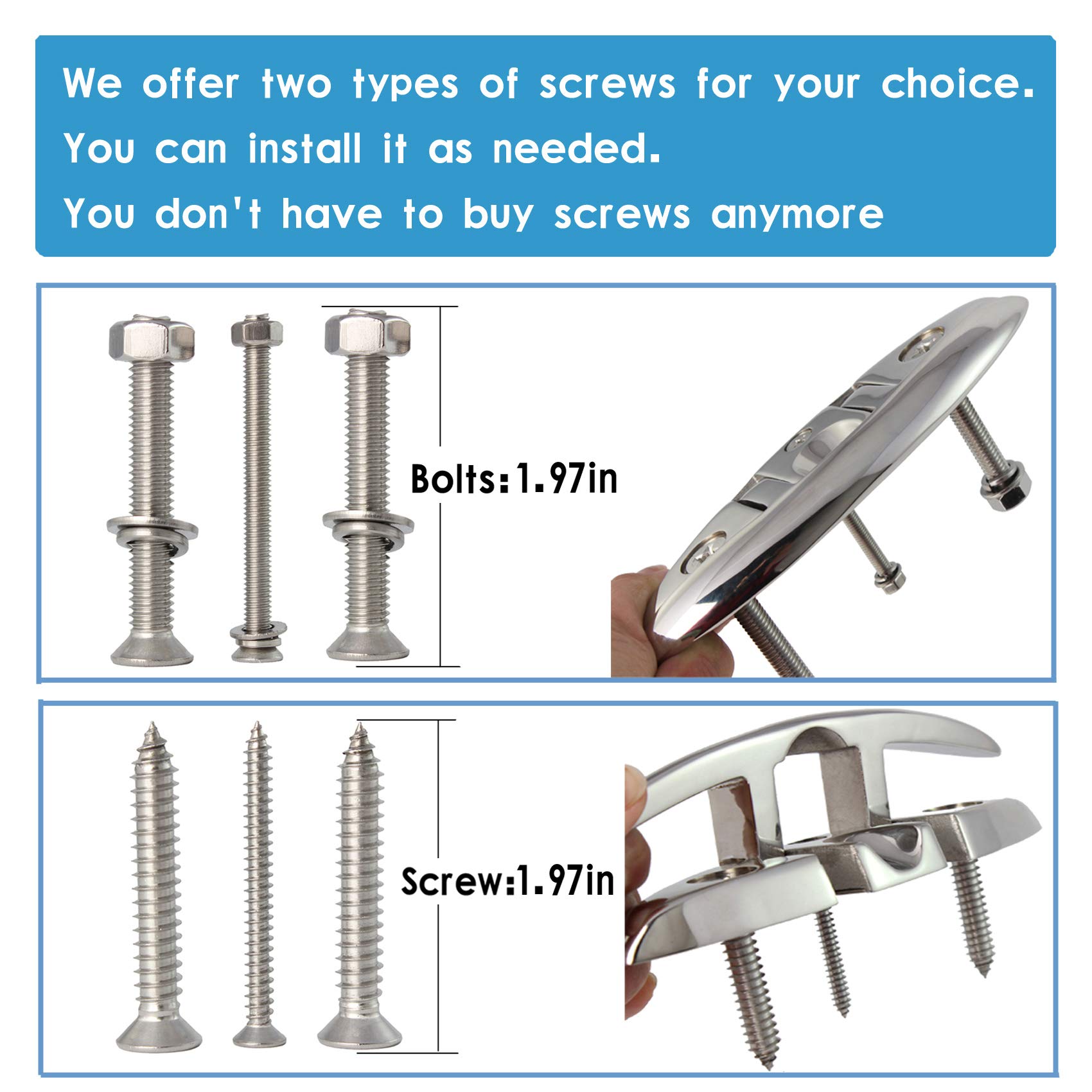 Snapklik.com : VEITHI 316 Stainless Steel Boat Folding Cleat 5 Inch ...