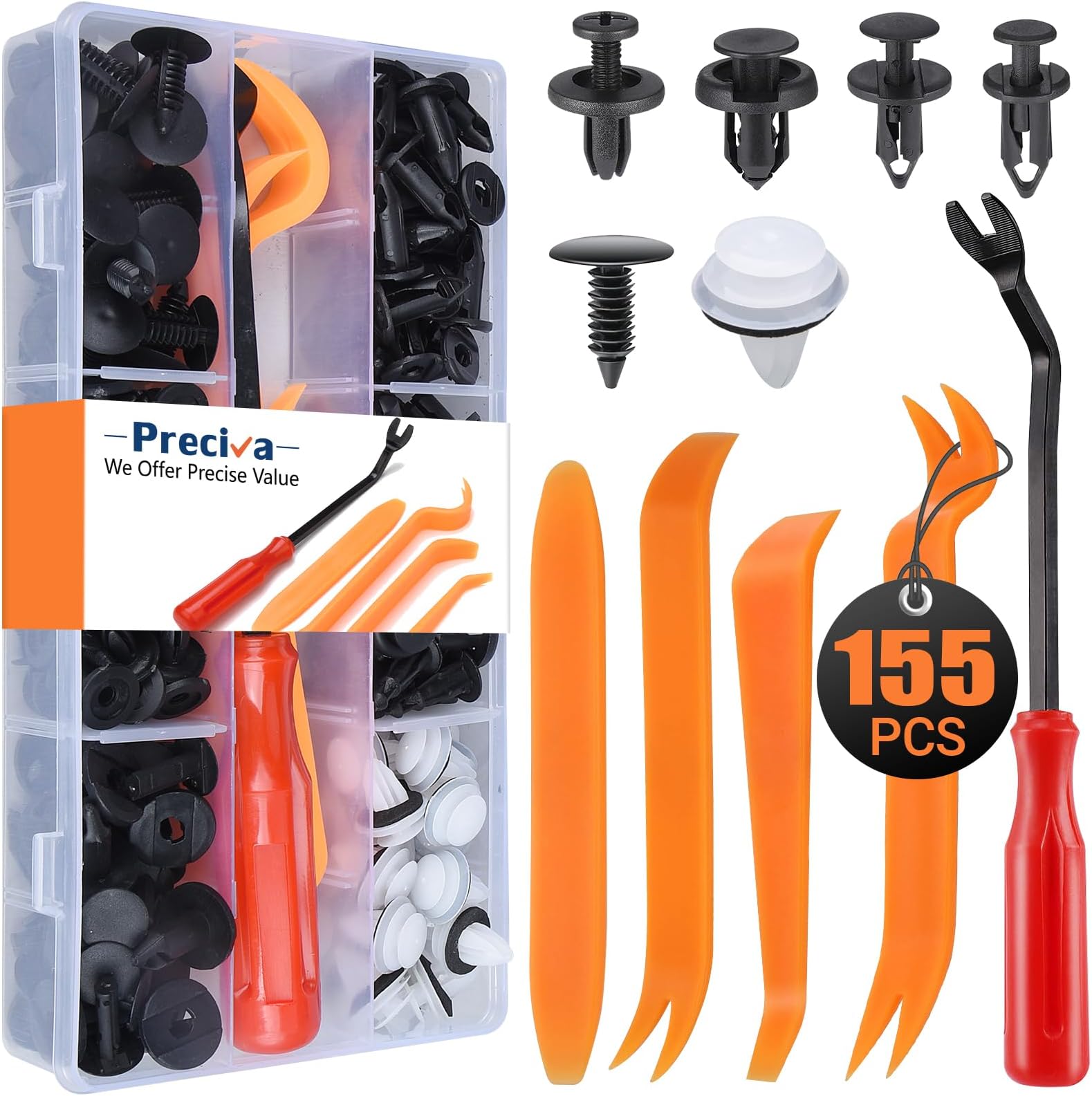 Car Retainer Clips, Preciva 155pcs Automobiles Plastic Mounting Set, 6 ...