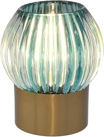 Shudehill Giftware Luxe LED Unique Lines Glass Lamp with Brushed Gold ...