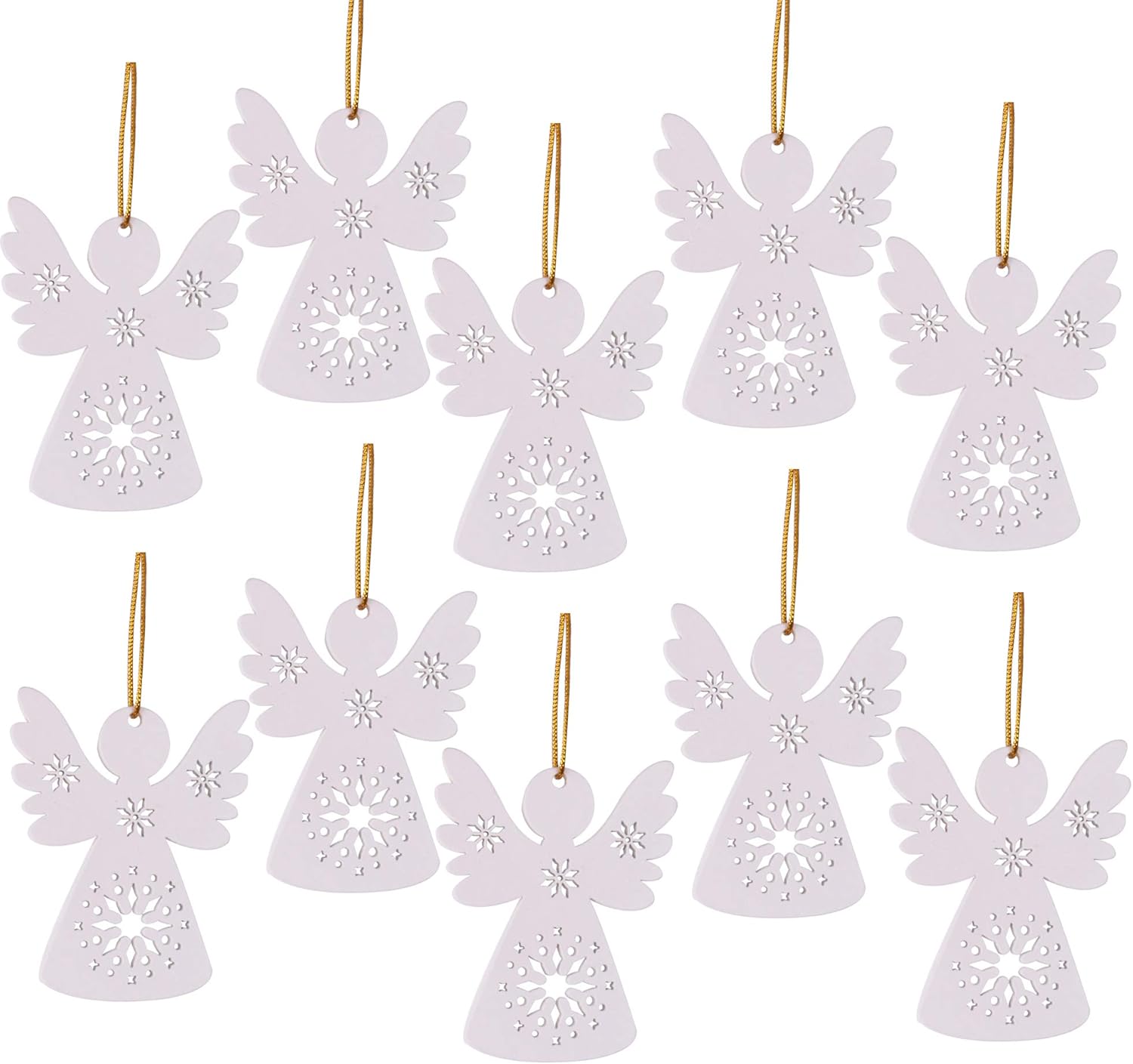 Amazon.com: Wooden Angel Ornaments Set, Christmas Tree Decorations ...