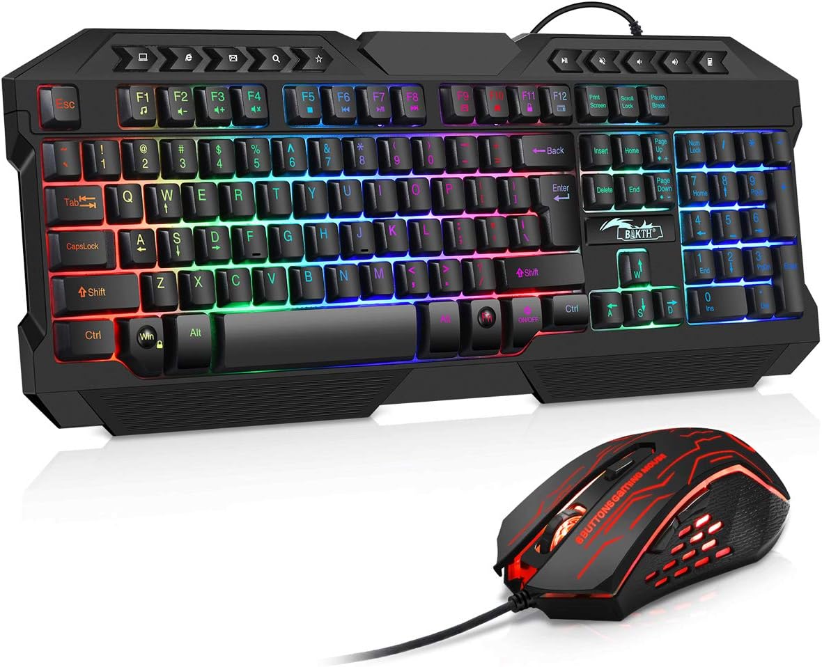 BAKTH Multiple Color LED Rainbow Backlit Wired Gaming Keyboard and ...