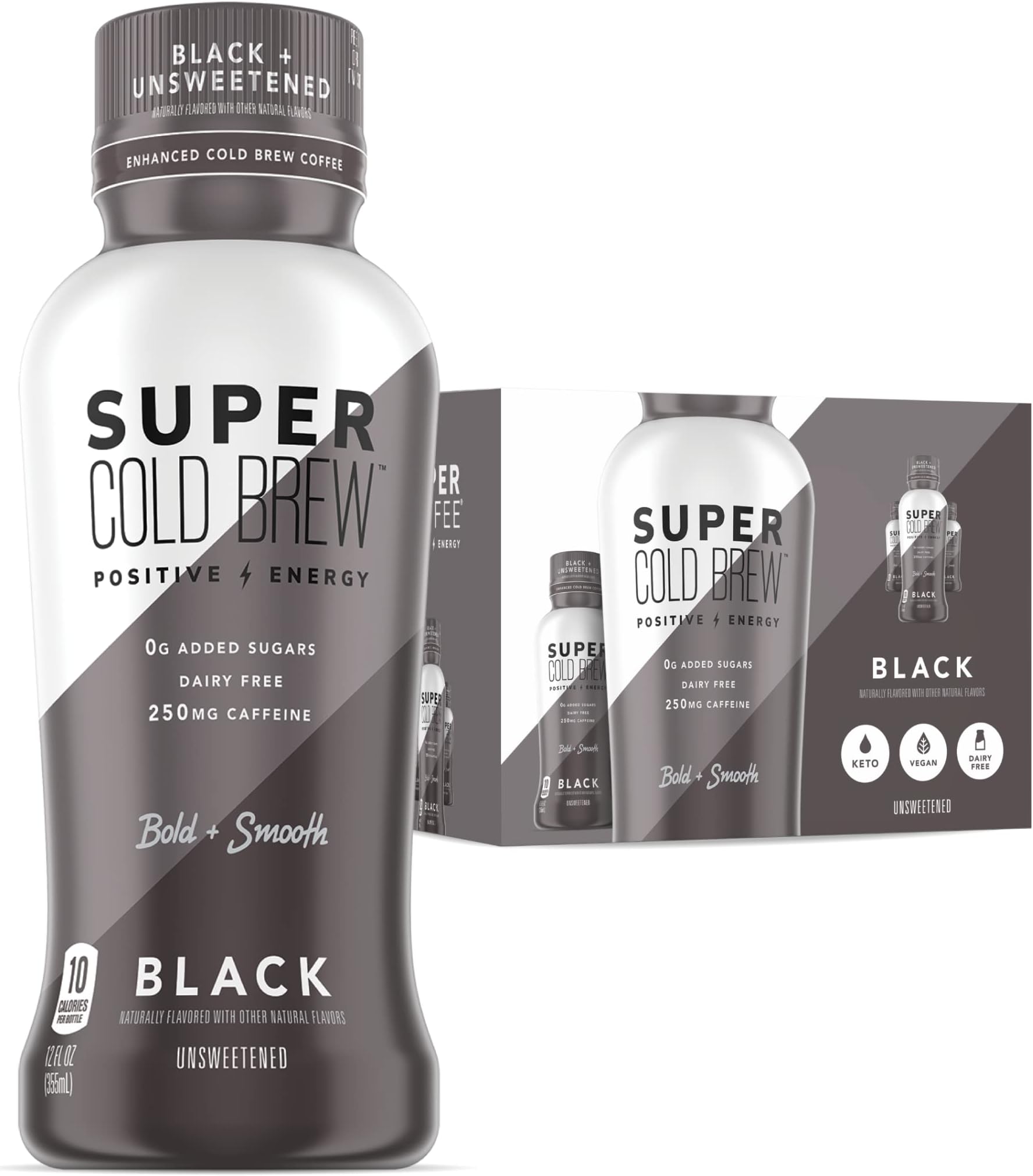 Amazon.com: Super Coffee Cold Brew, Cold Brew Coffee Cans (0g Added ...