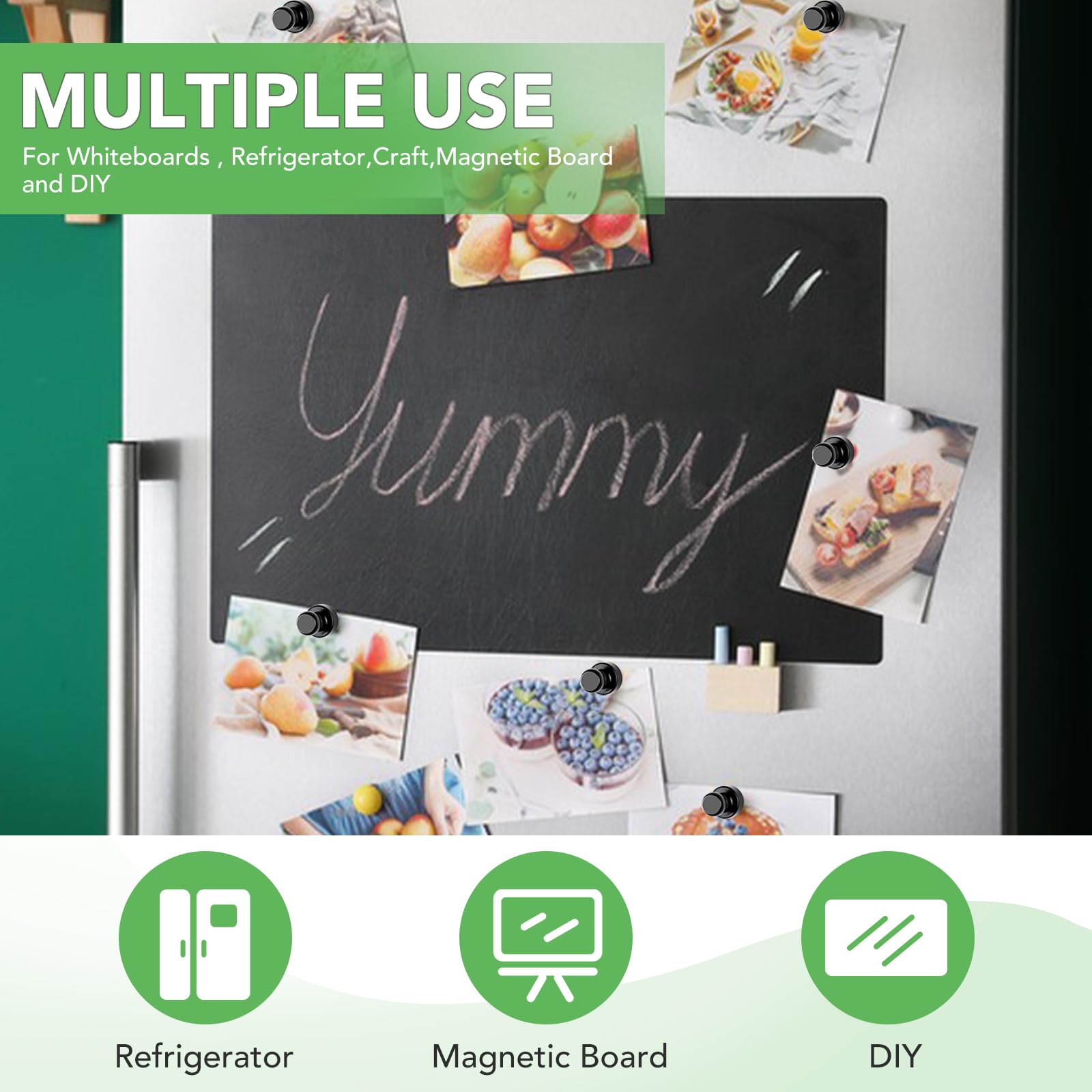 Snapklik.com : 20 Pack Refrigerator Magnets Black Strong Whiteboard ...