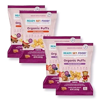 Amazon.com: Organic Puffs - Early Allergen Introduction Snack Puffs w ...