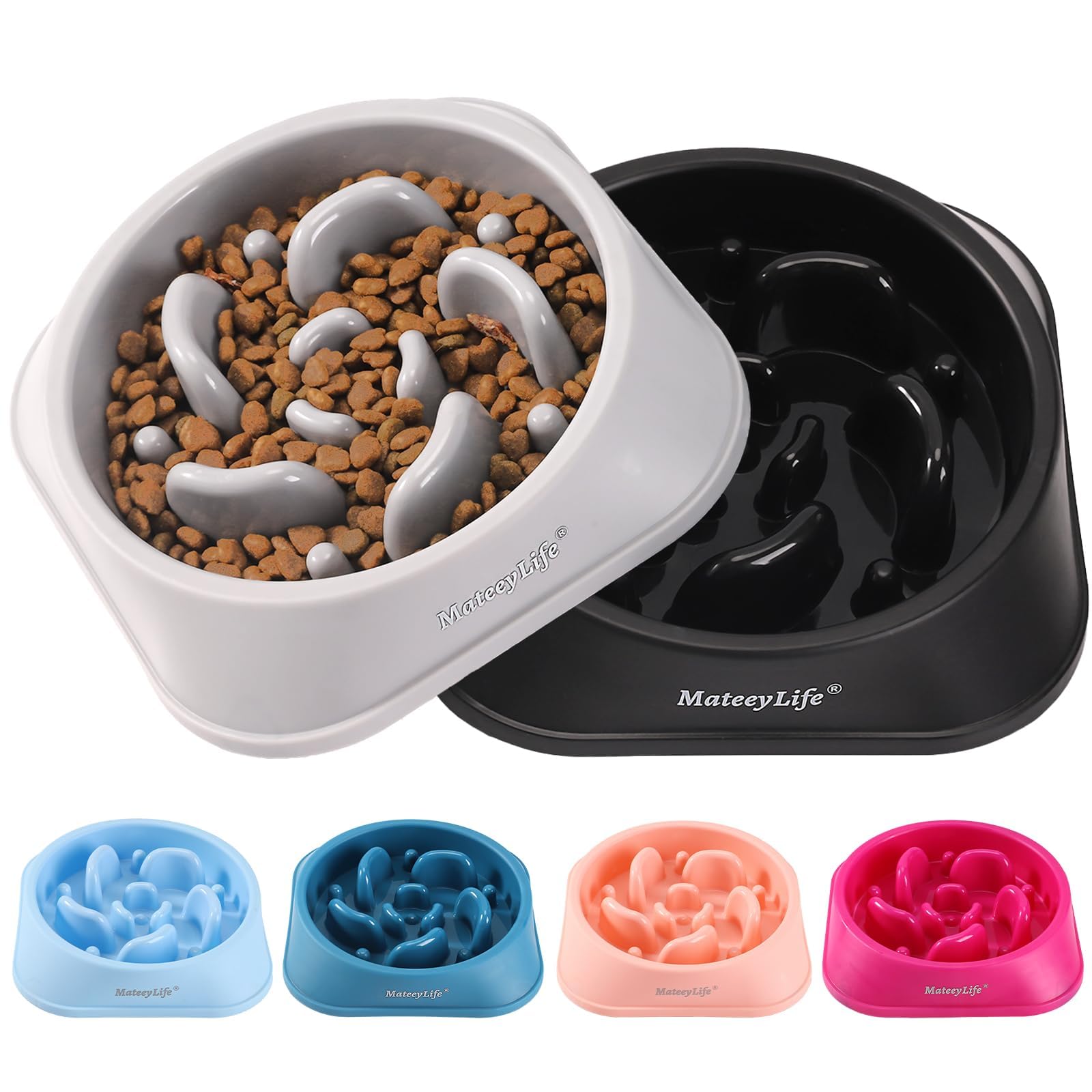 Snapklik.com : Slow Feeder Dog Bowls 2PCS, Anti-Choking Puzzle Dog Food ...