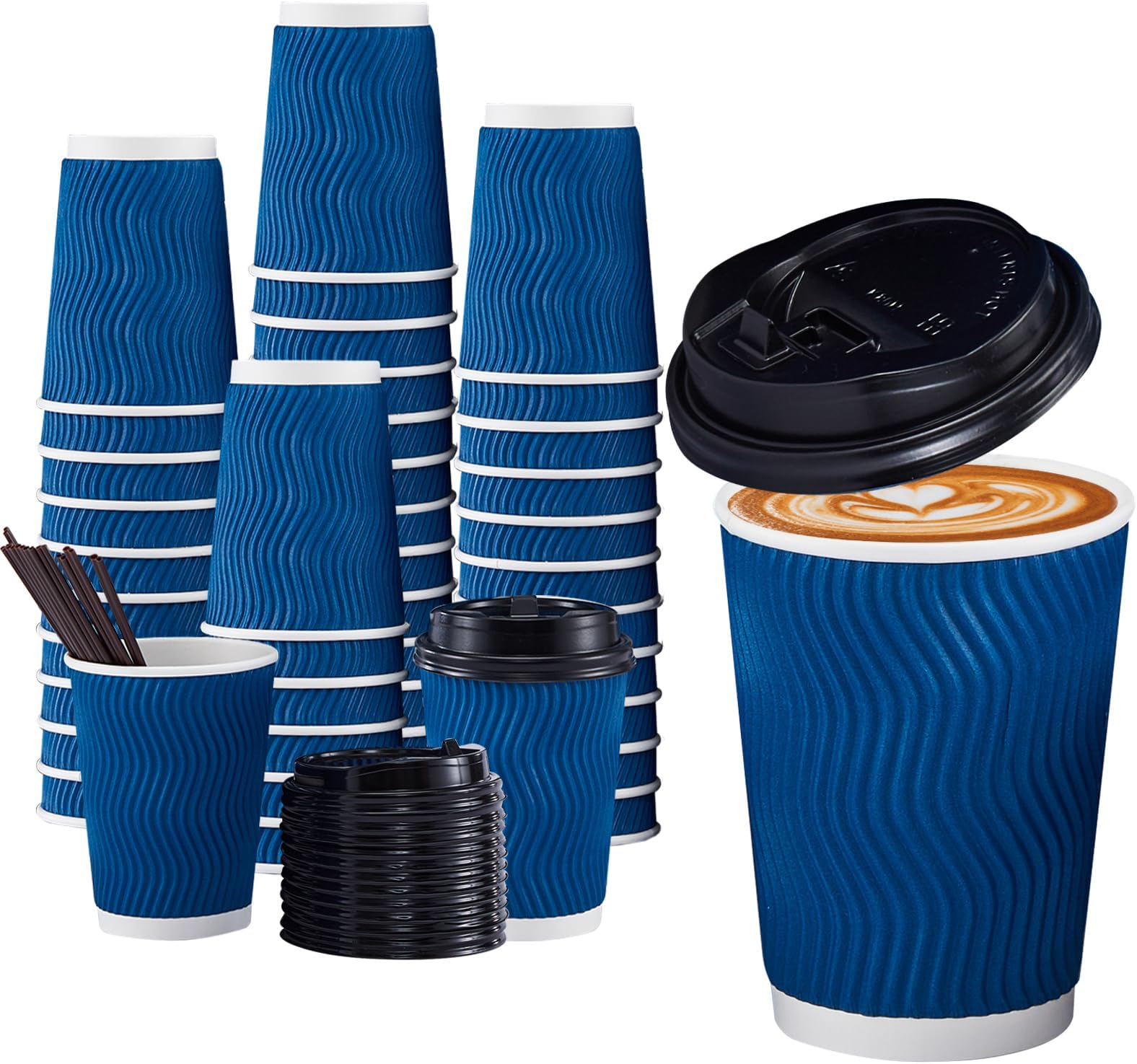 Amazon.com: AUGOSTA Disposable Coffee Cups with Lids 12 oz (100 Pack ...