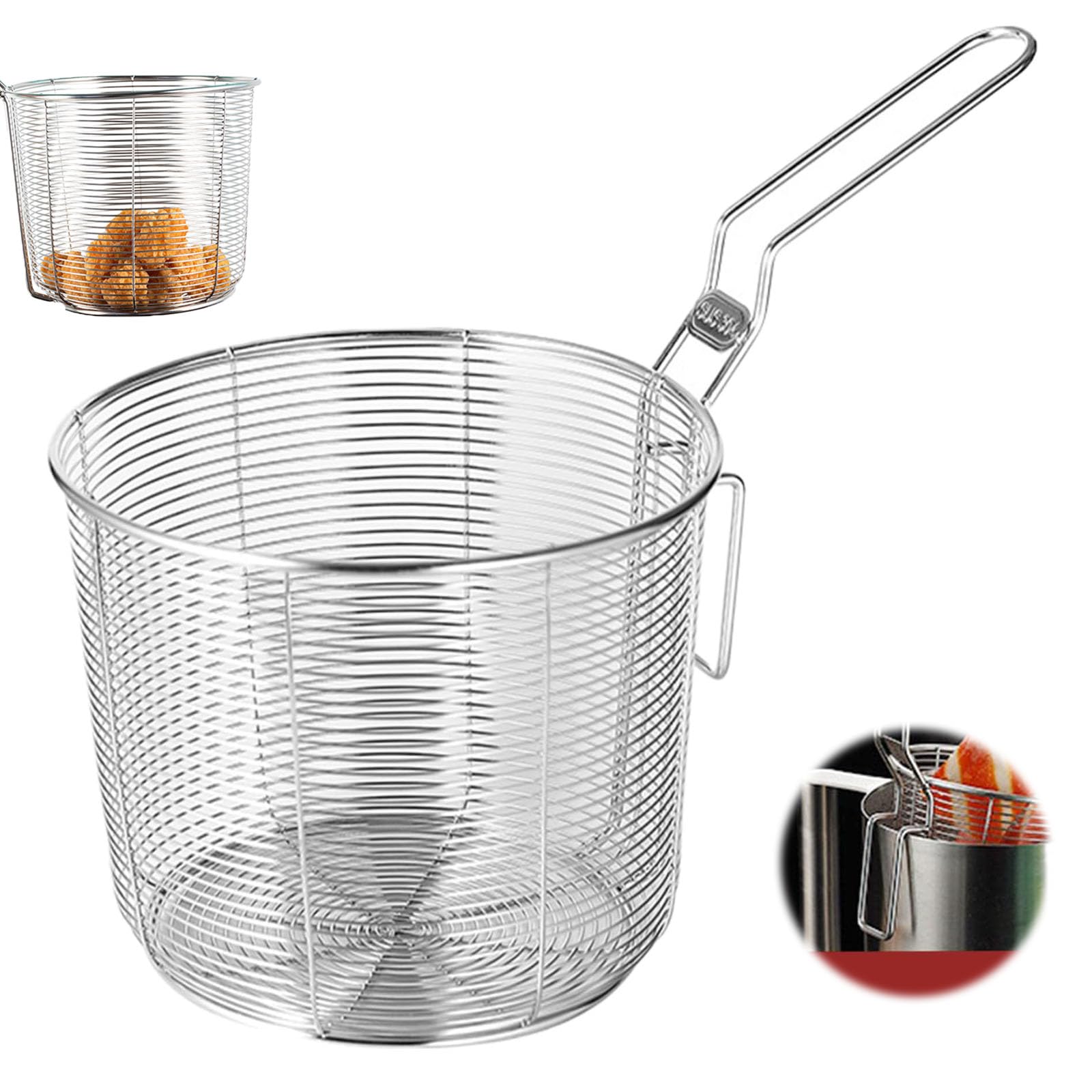 Amazon.com: Stainless Steel Mesh Pasta Strainer Basket with Handle ...