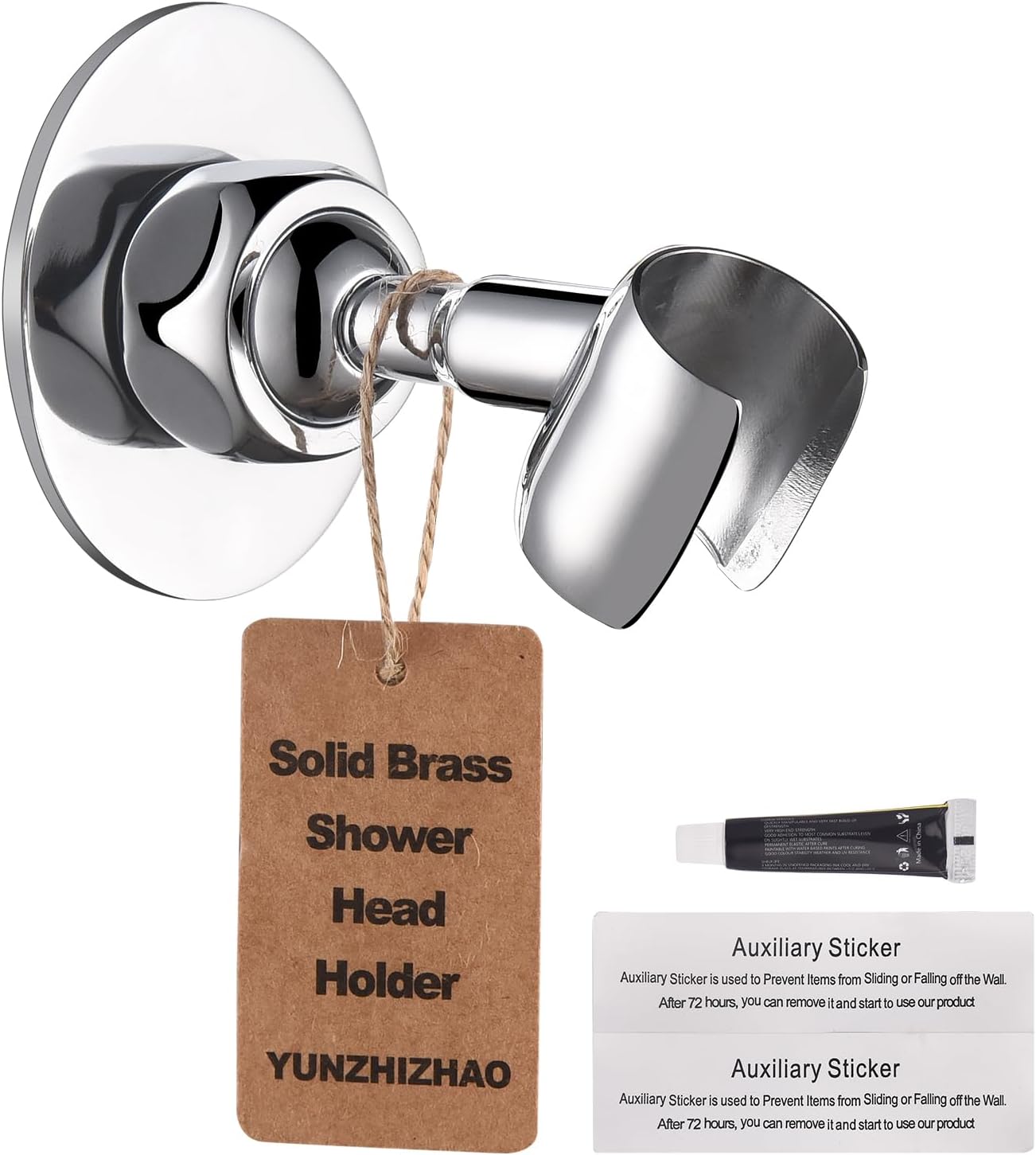 YUNZHIZHAO All Metal Shower Head Holder, Adjustable 360 Wall Mount ...