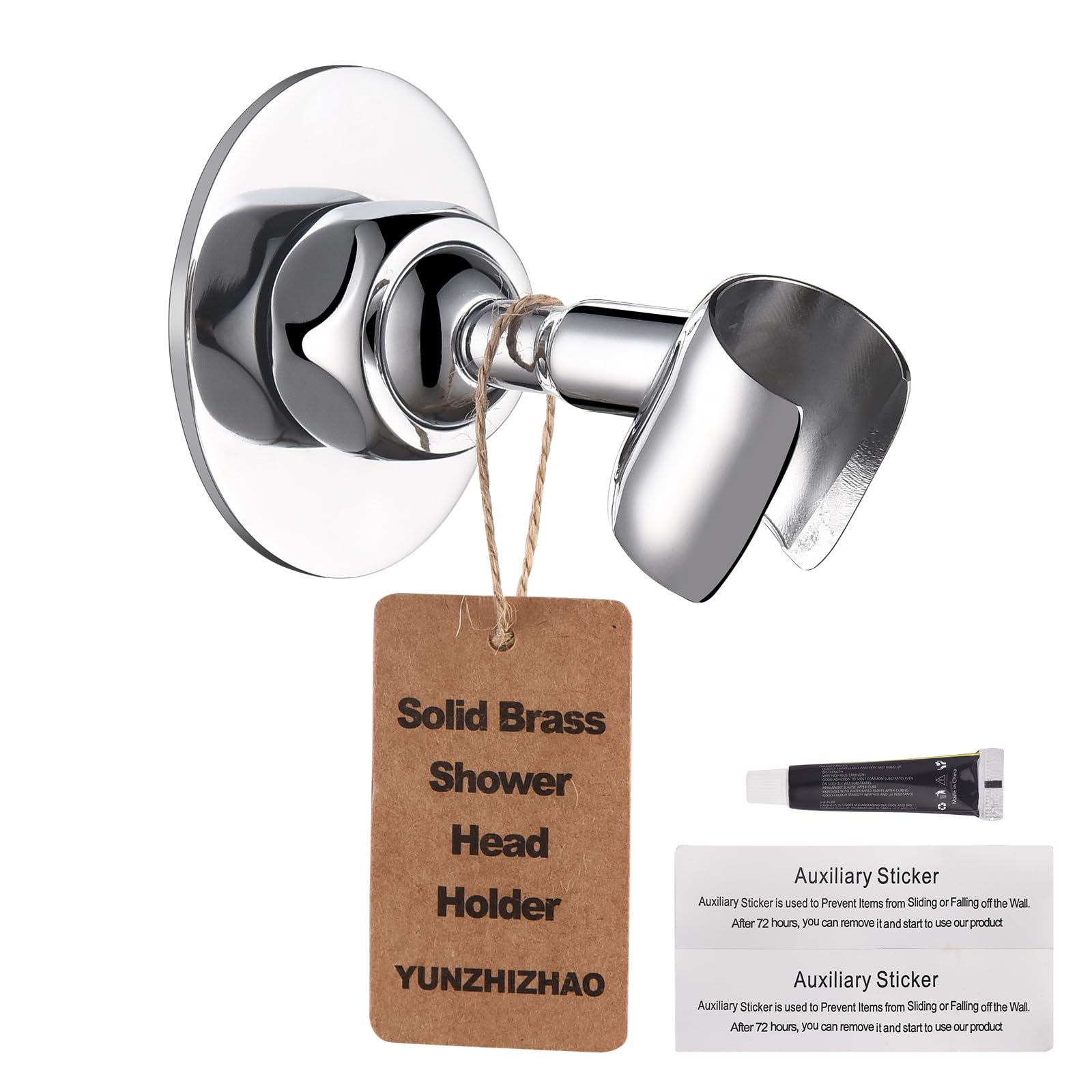 YUNZHIZHAO All Metal Shower Head Holder, Adjustable 360° Wall Mount ...