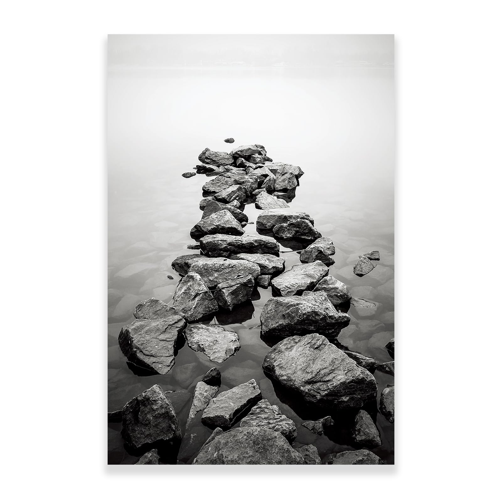 Amazon.com: KWAY Black and White Beach Wall Art - Beach Stone Landscape ...