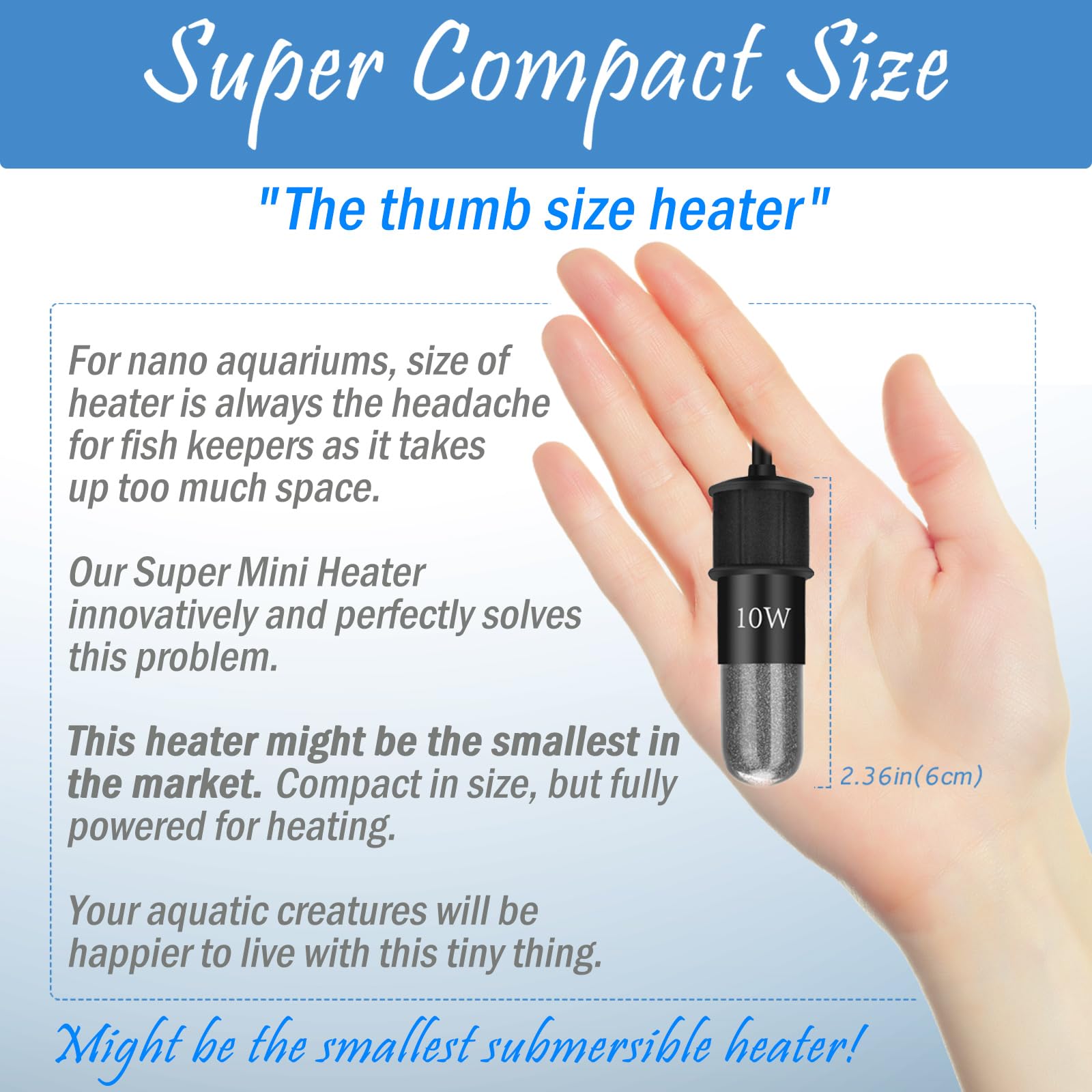 Snapklik.com : FUMAK Super Mini Aquarium Heater 10W Betta Heater ...