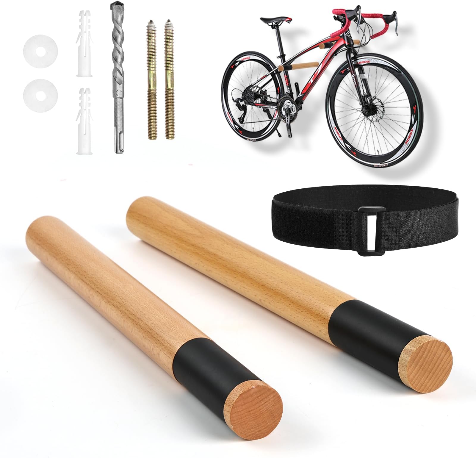 Amazon.com: WOKK Wooden Bike Wall Mount - Horizontal Bicycle Wall mount ...